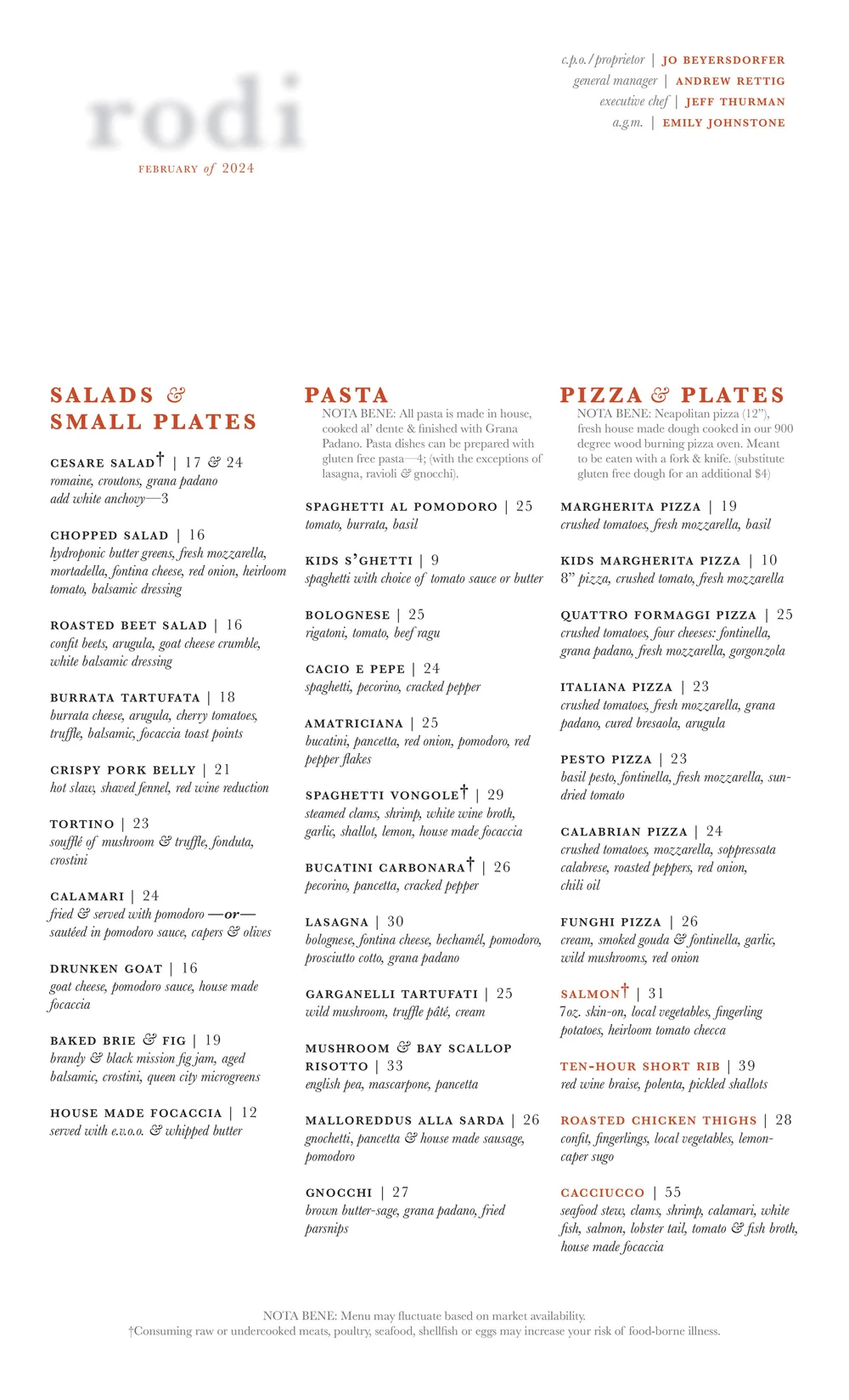 Dinner — Rodi Italian