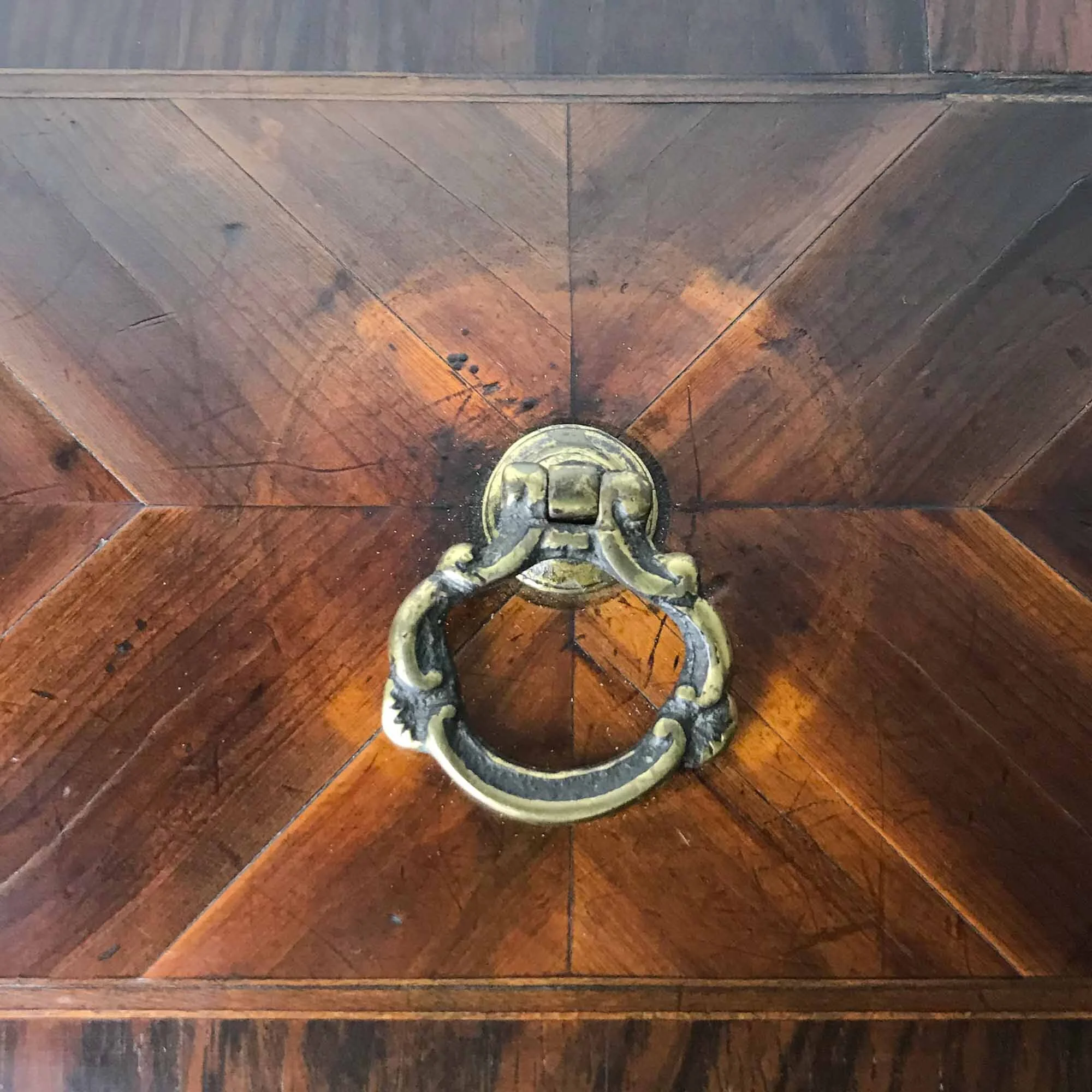 Antique Georgian Tea Caddy quarter veneered in mahogany and amboyna ...