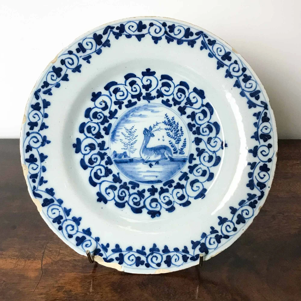 Pair of 18th Century Dutch Delftware Plates — Antique and Unique