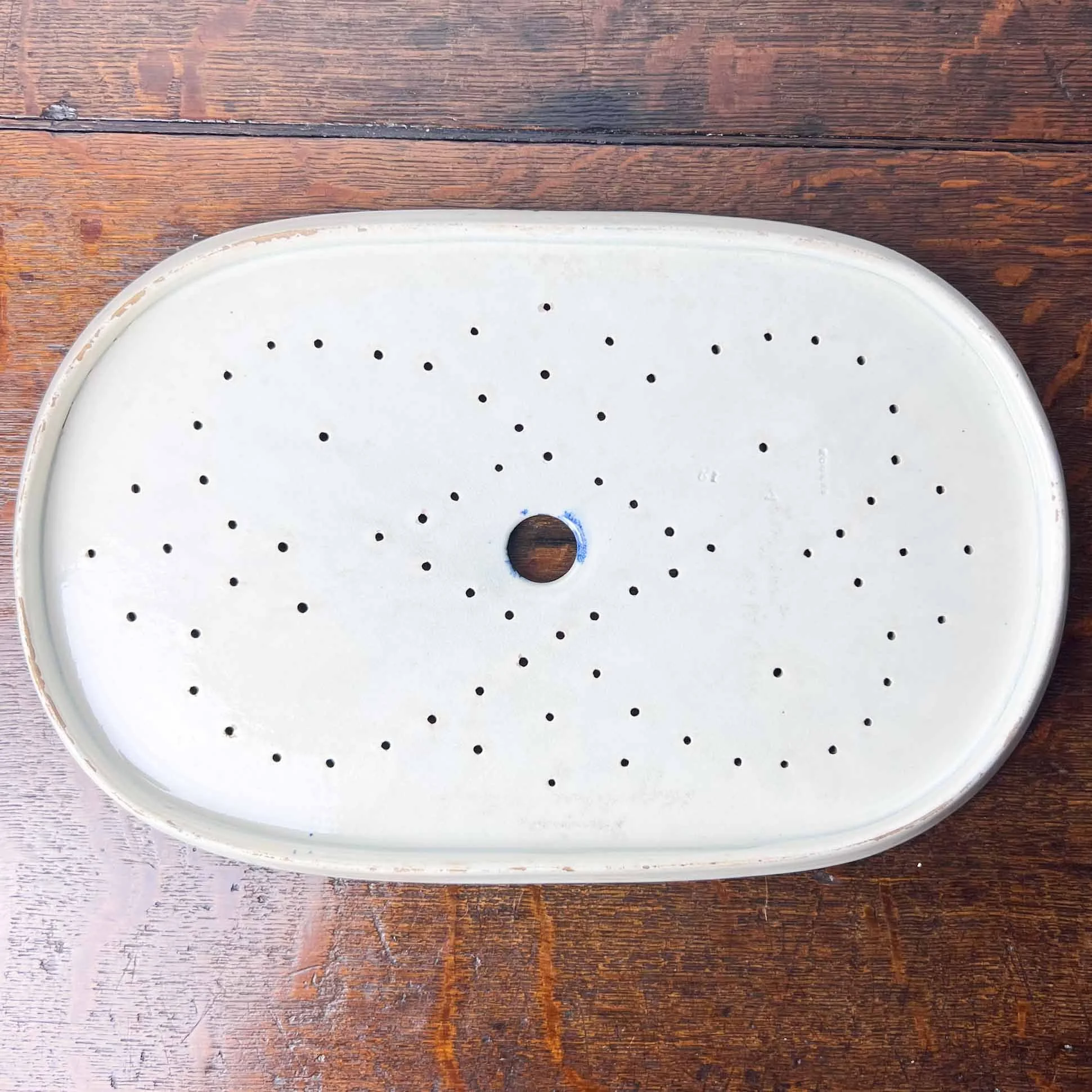Antique blue and white pearlware milsey strainer — Antique and Unique