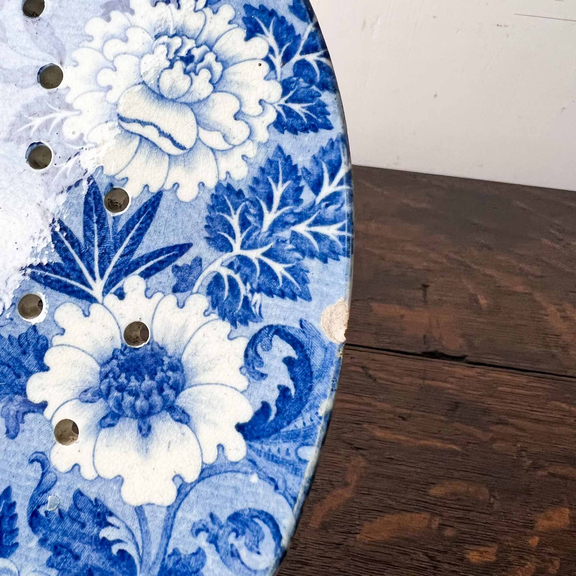 Antique blue and white pearlware milsey strainer — Antique and Unique