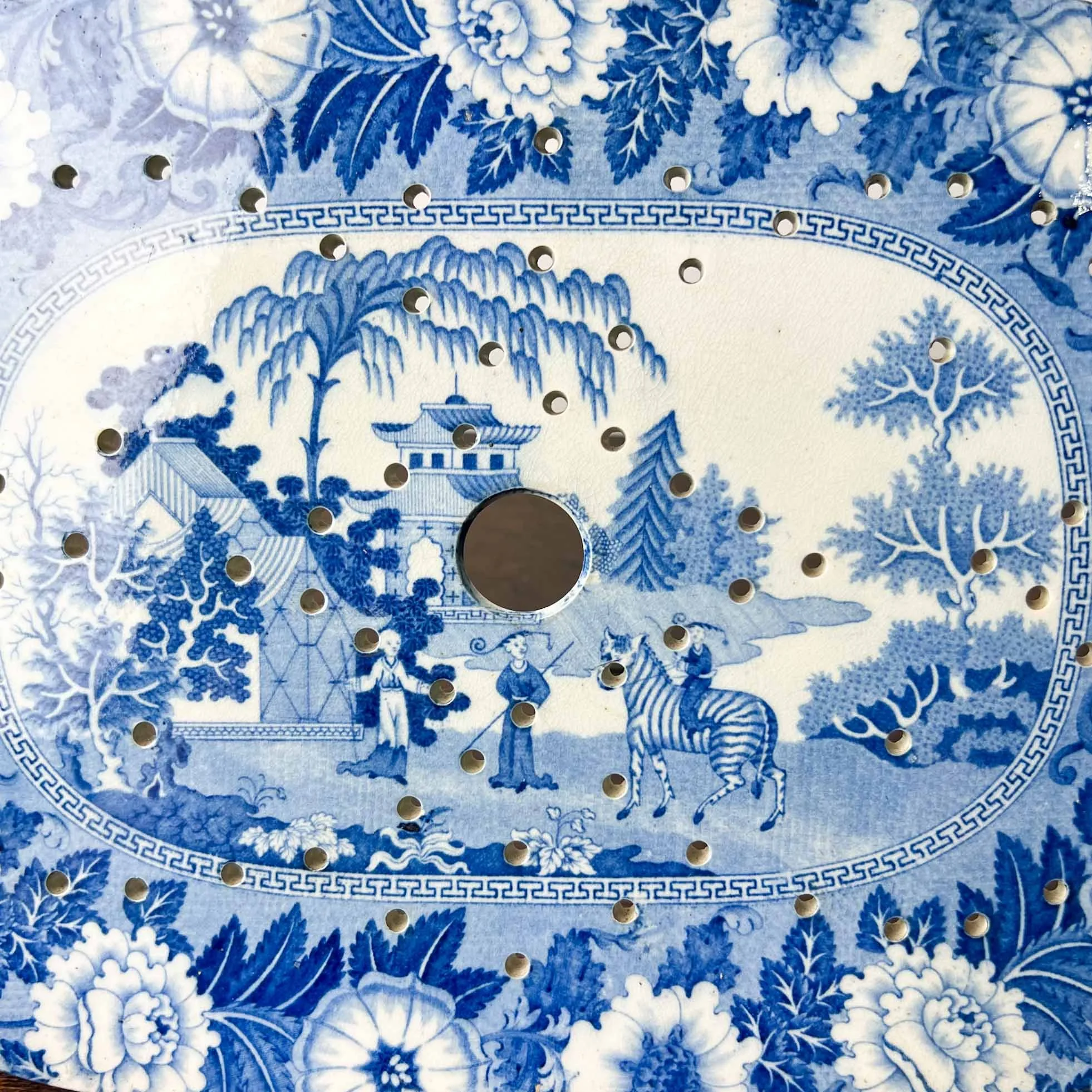 Antique blue and white pearlware milsey strainer — Antique and Unique