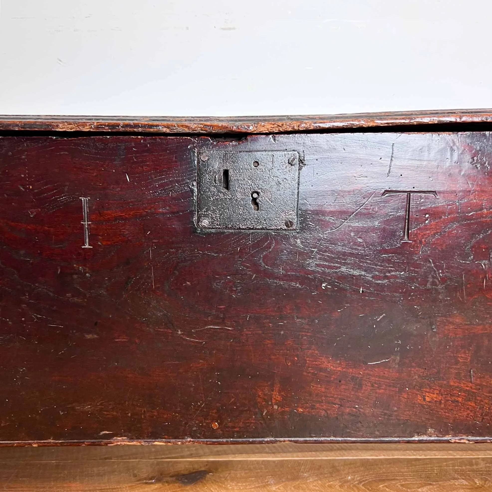 Large 18th century carved oak bible box or desk box with bog oak and ...