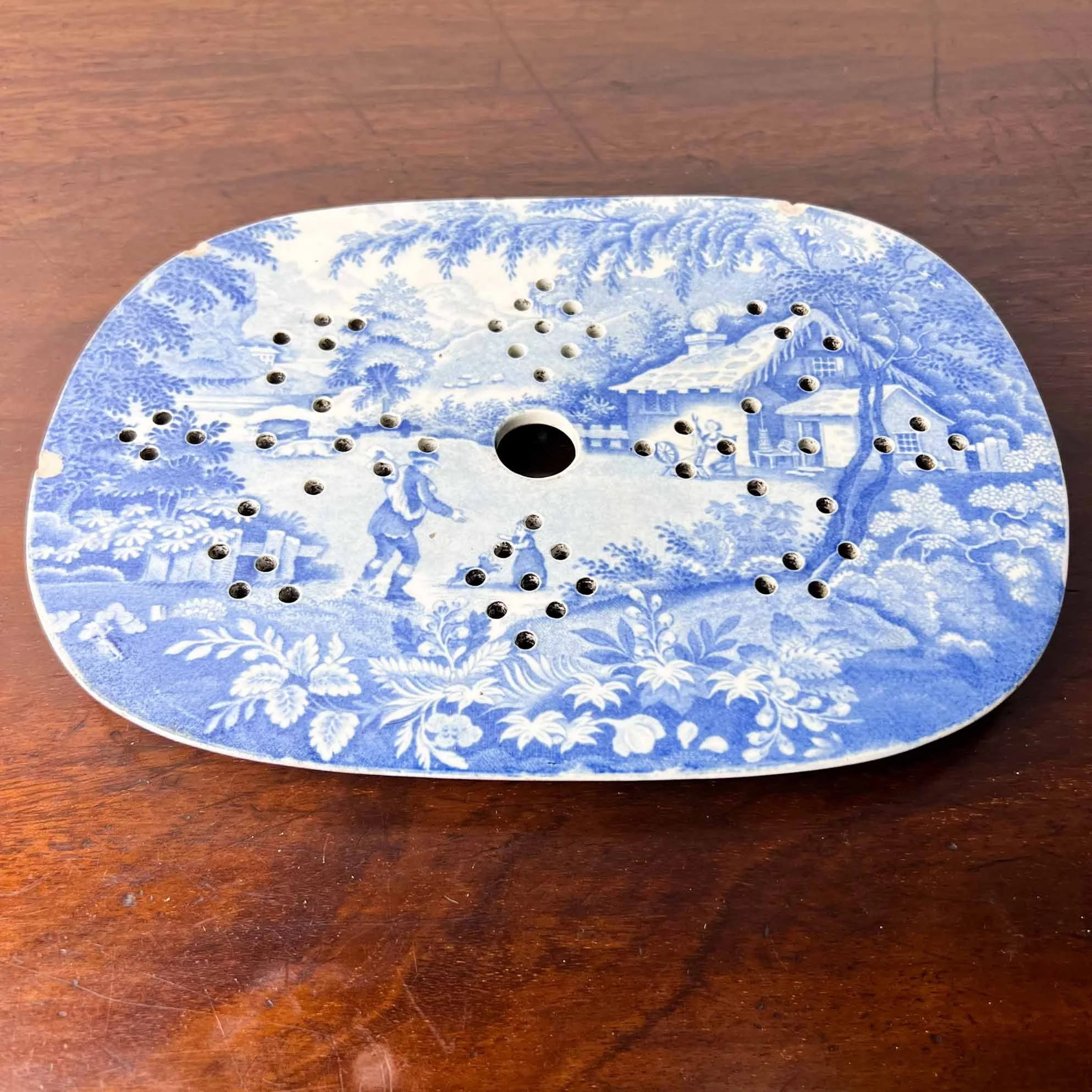 Antique blue and white pearlware milsey strainer — Antique and Unique