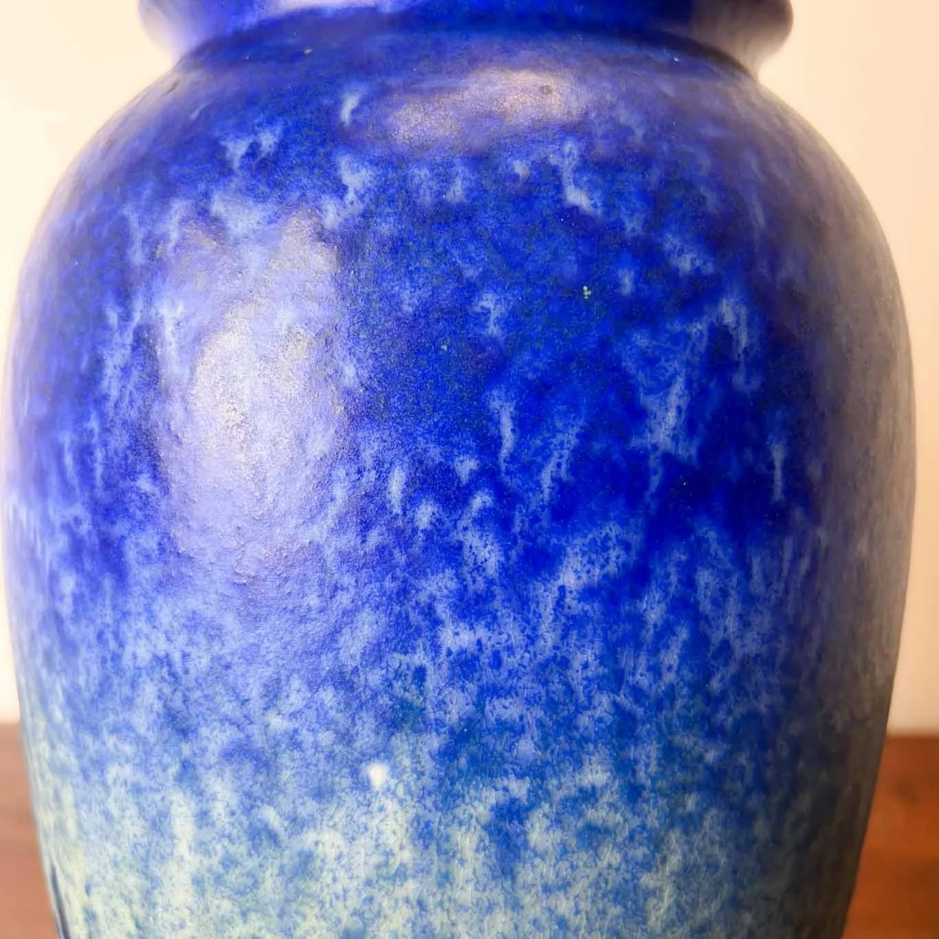 Ruskin pottery crystalline glaze blue and yellow vase — Antique and Unique