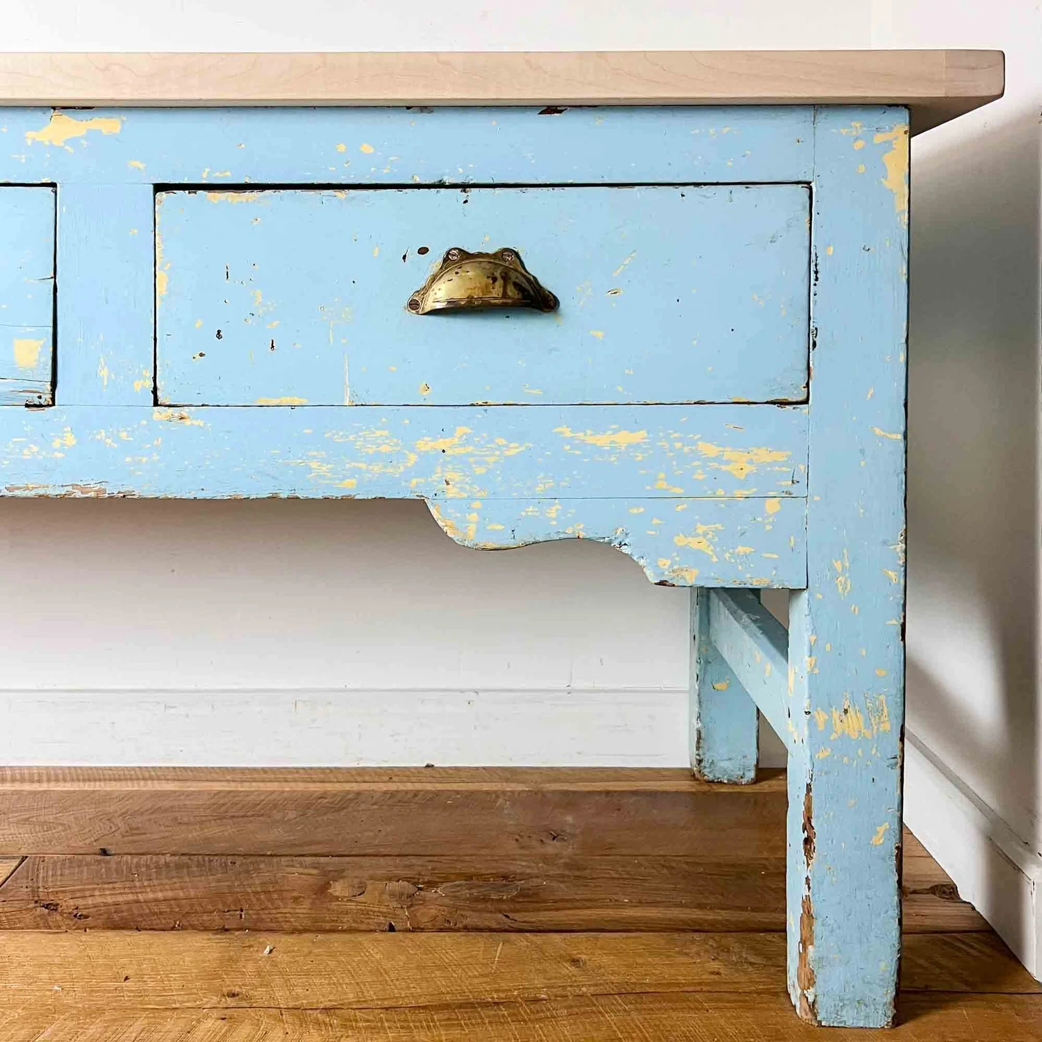 Antique Welsh pine dairy table with sycamore top — Antique and Unique