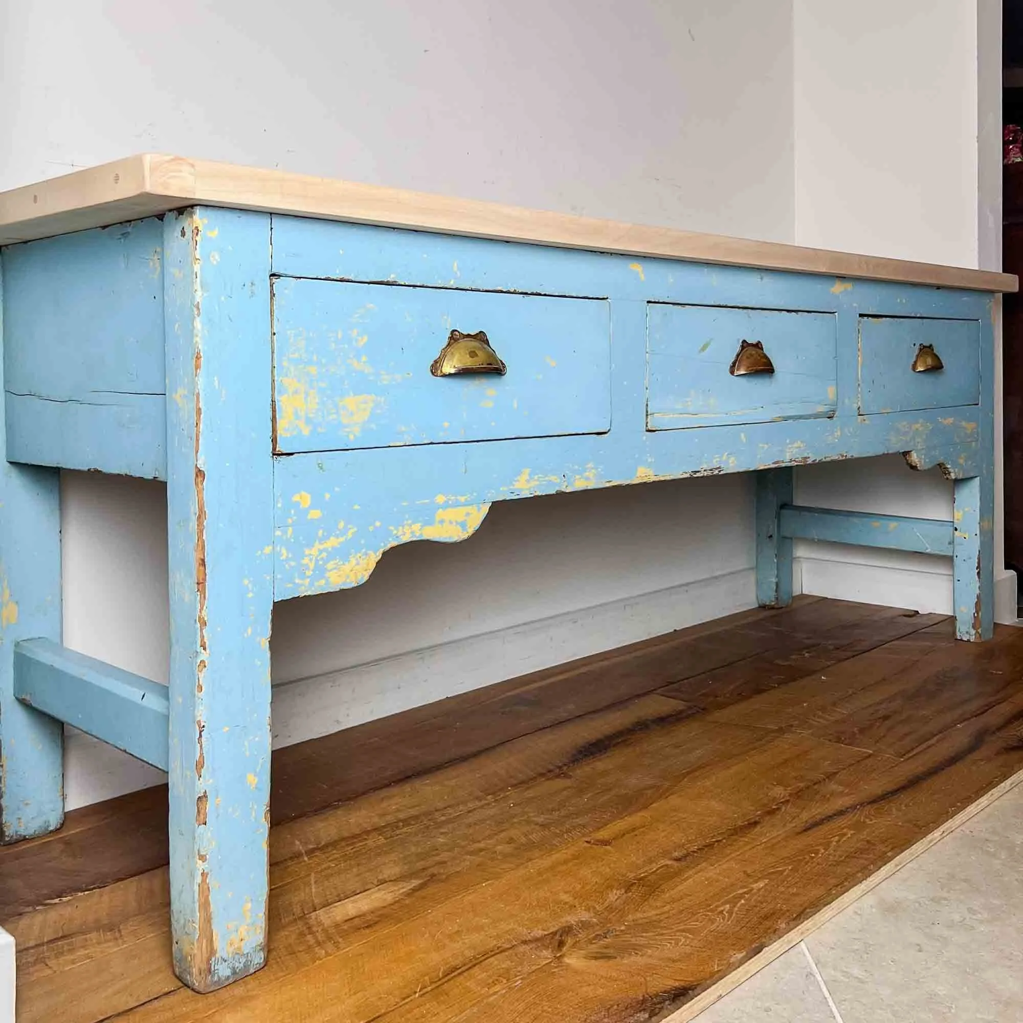 Antique Welsh pine dairy table with sycamore top — Antique and Unique