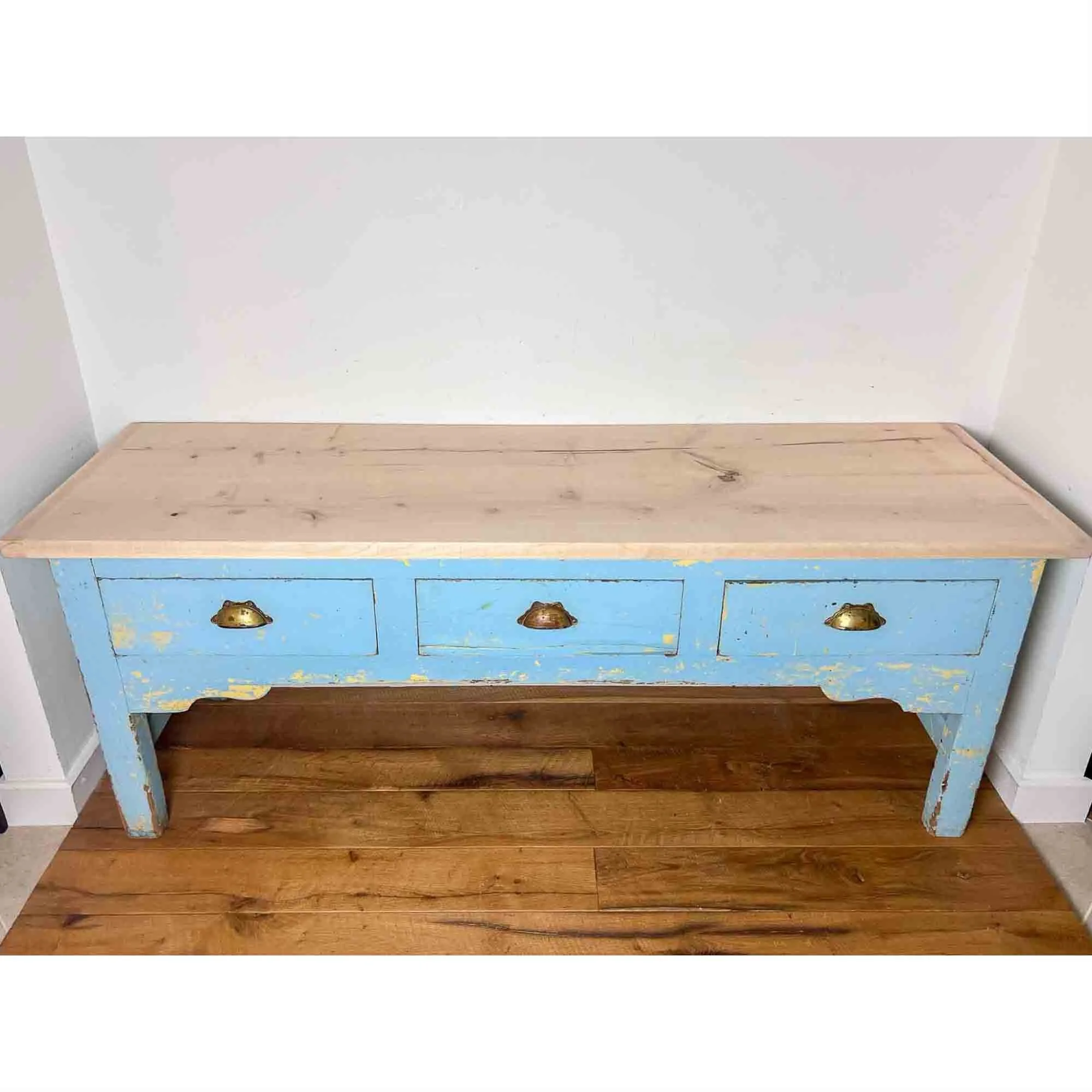 Antique Welsh pine dairy table with sycamore top — Antique and Unique