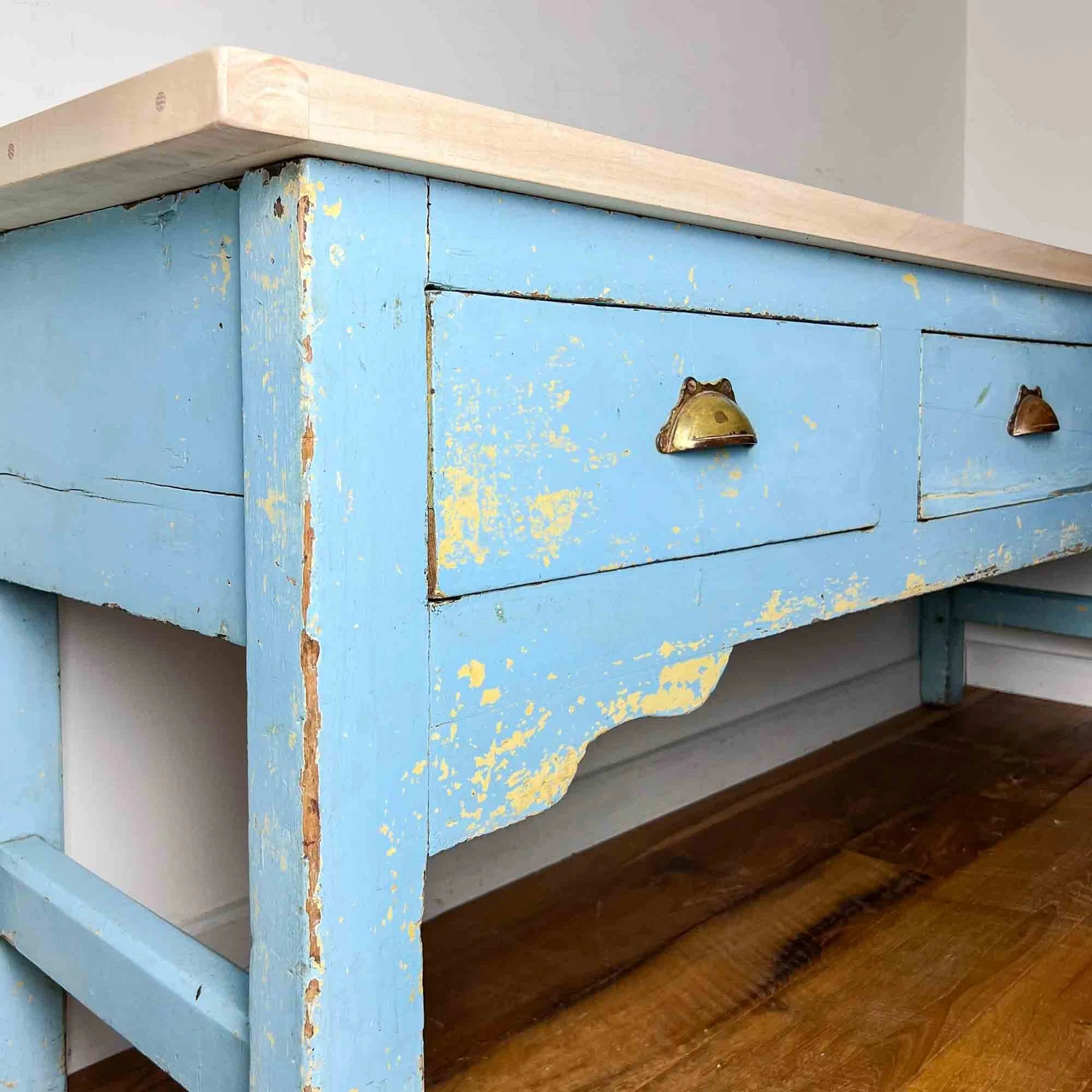 Antique Welsh pine dairy table with sycamore top — Antique and Unique