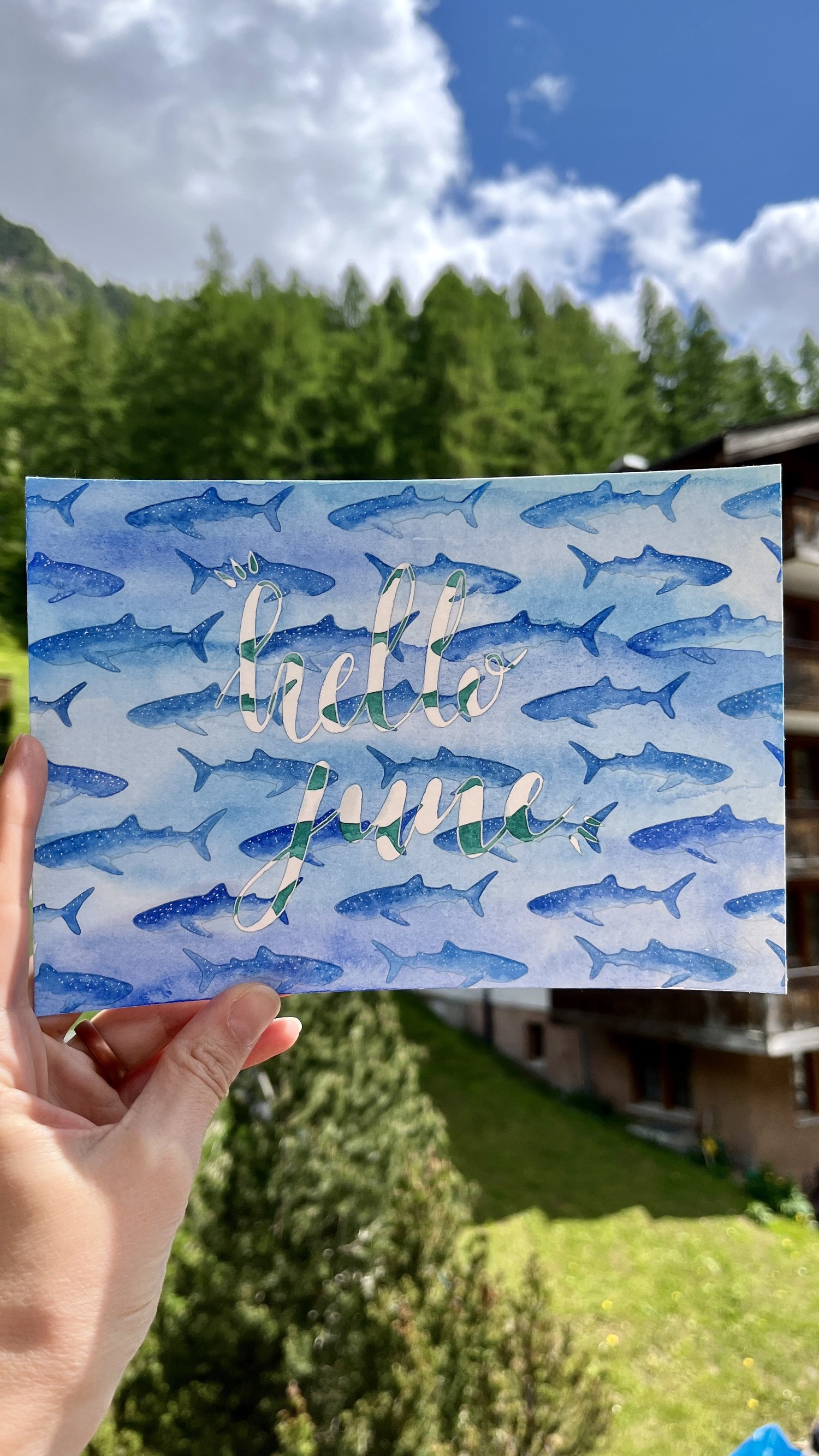 June Whalesharks Paint Along — Alpine Tones Illustration