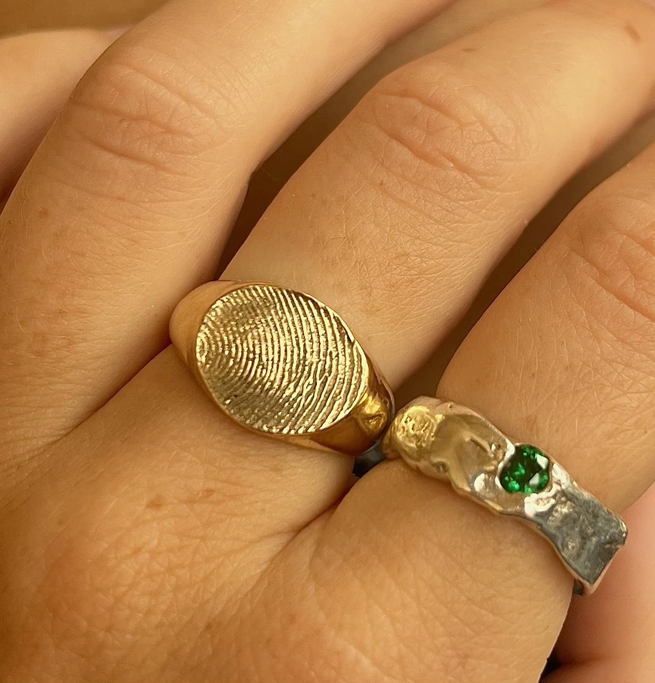 Sterling Silver fingerprint ring. At home ring design kit, finished by ...