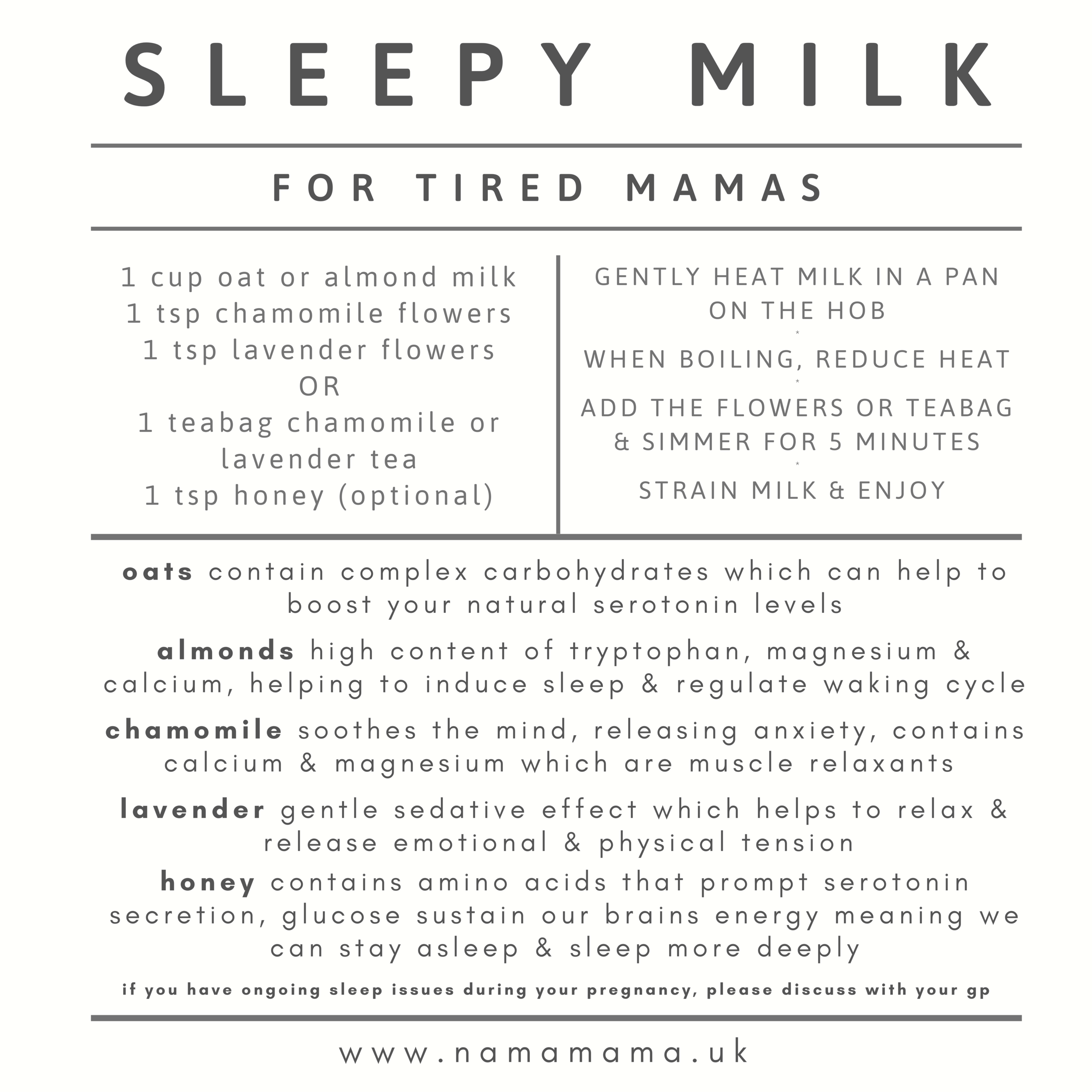 sleepy milk recipe for mama's — nama mama