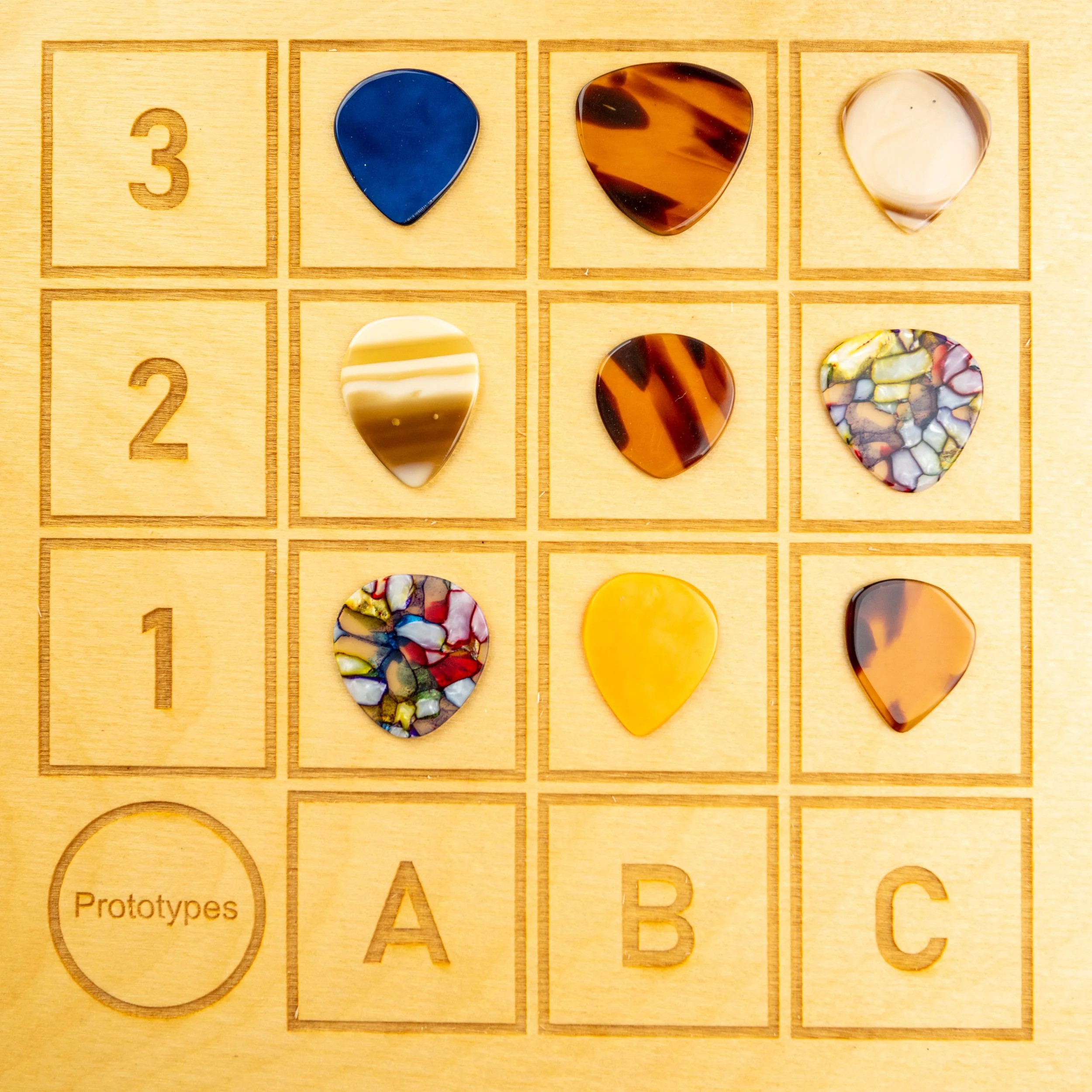 Prototypes — Apollo Picks | Custom Made. Casein and PEEK.