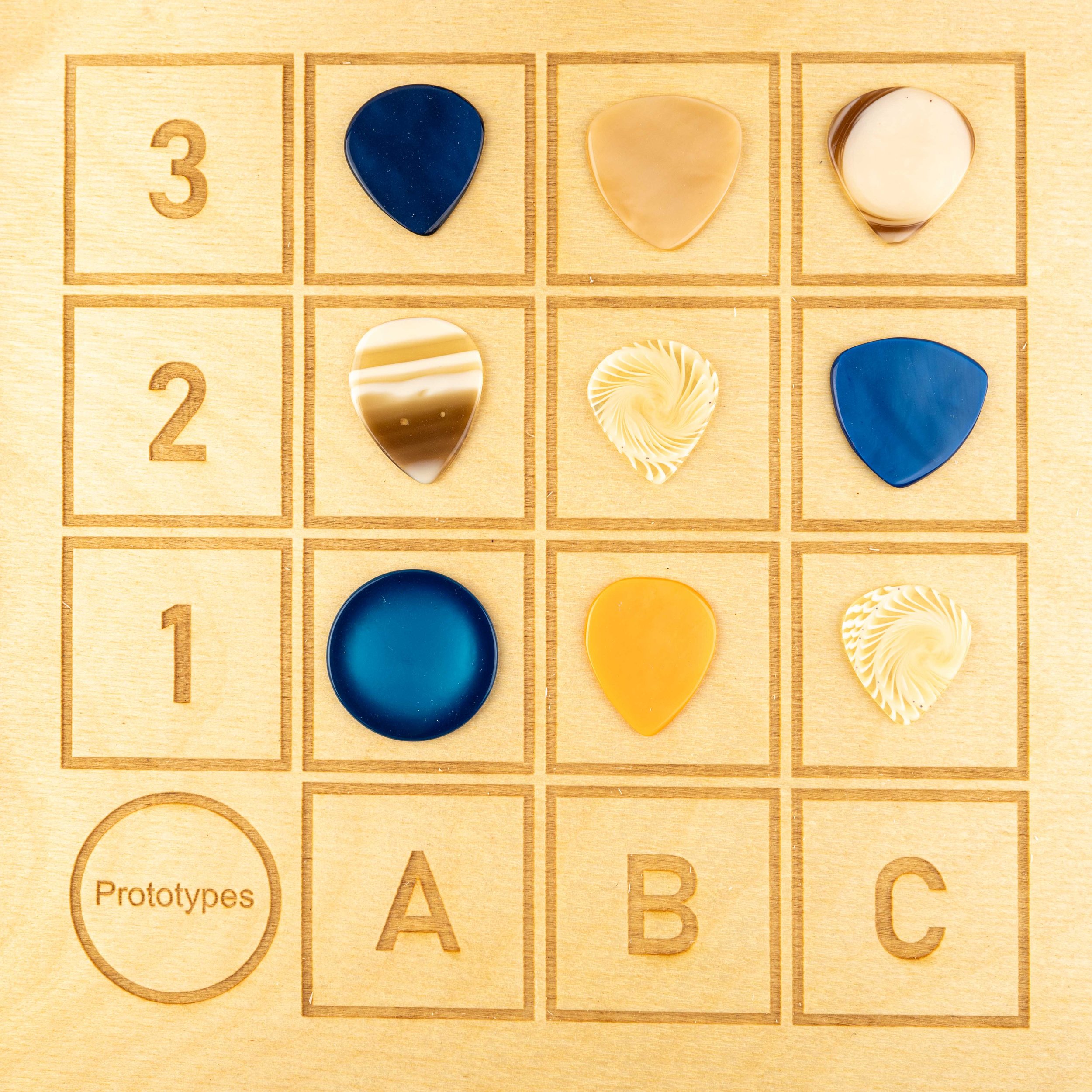 Prototypes — Apollo Picks | Custom Made. Casein and PEEK.