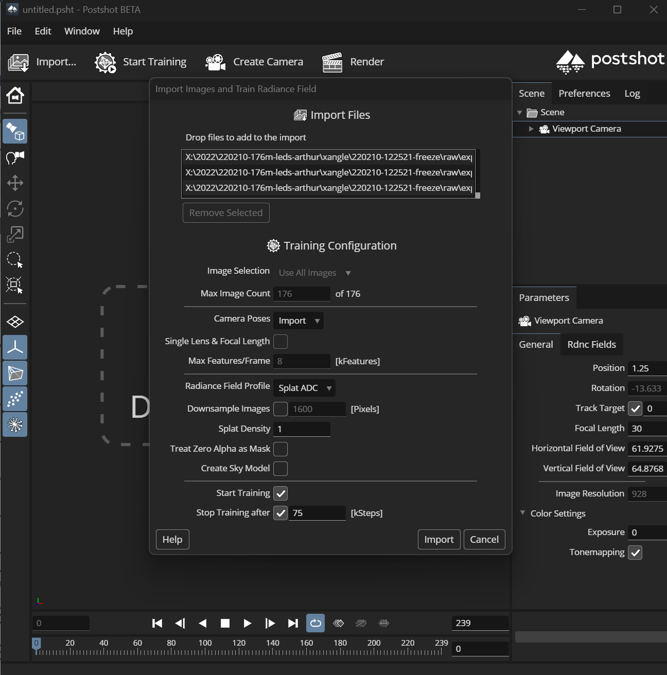 Gaussian Splatting instructions using Postshot — Xangle Camera Server