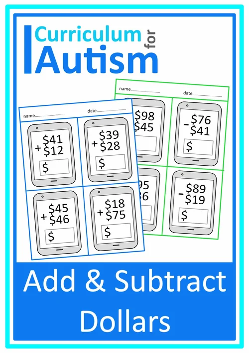 Next Dollar Up Worksheets Autism Special Education Money Skills ...