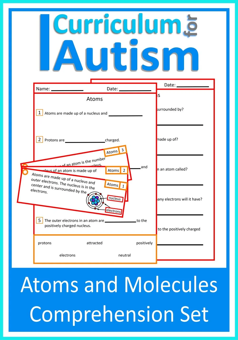 Atoms Color In Visual Worksheet Autism Special Education Classroom ...