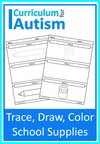 School Supplies Theme Drawing Worksheets Autism Special Education ...