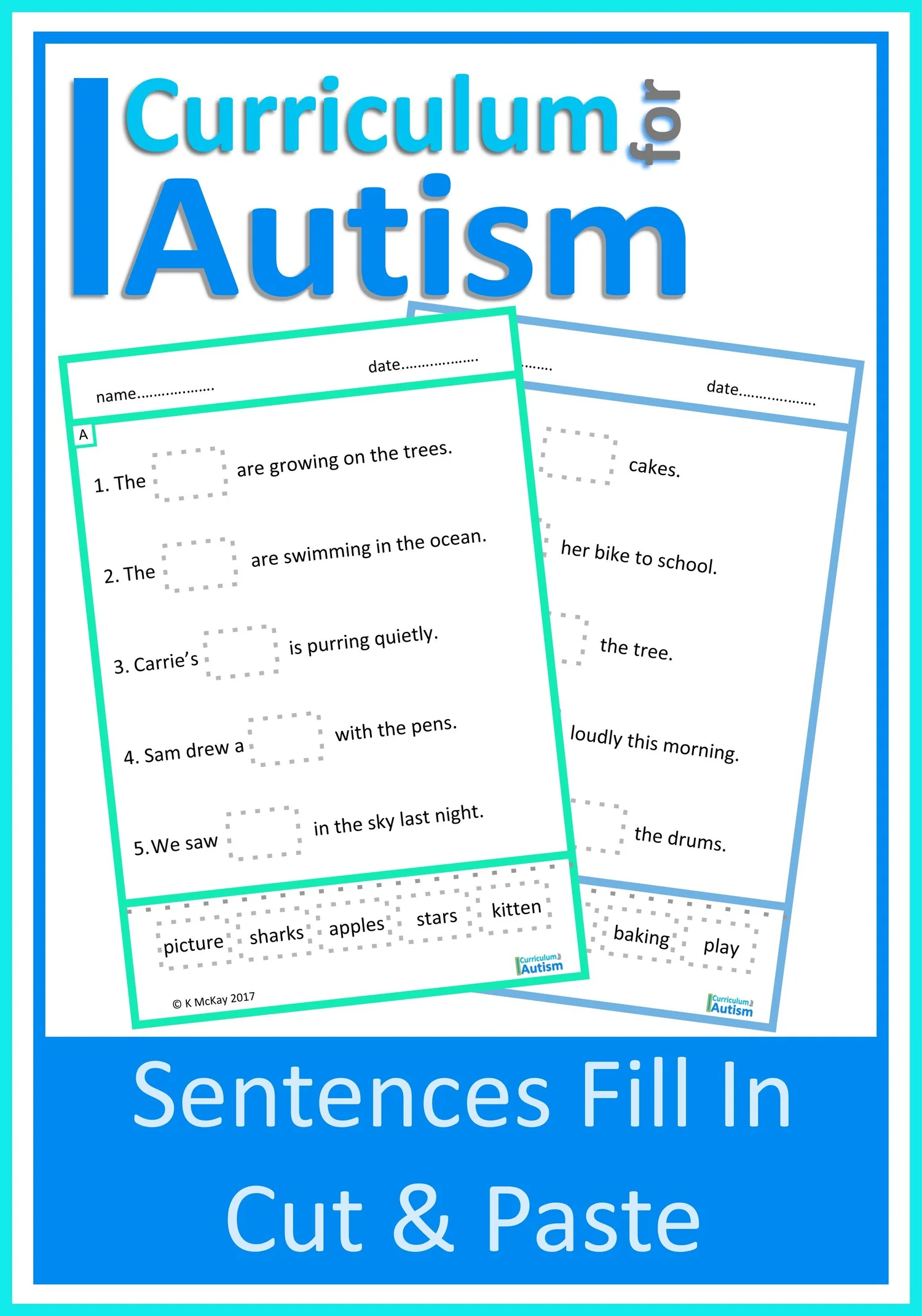 Complete the Sentences Reading Comprehension Worksheets Autism Special ...