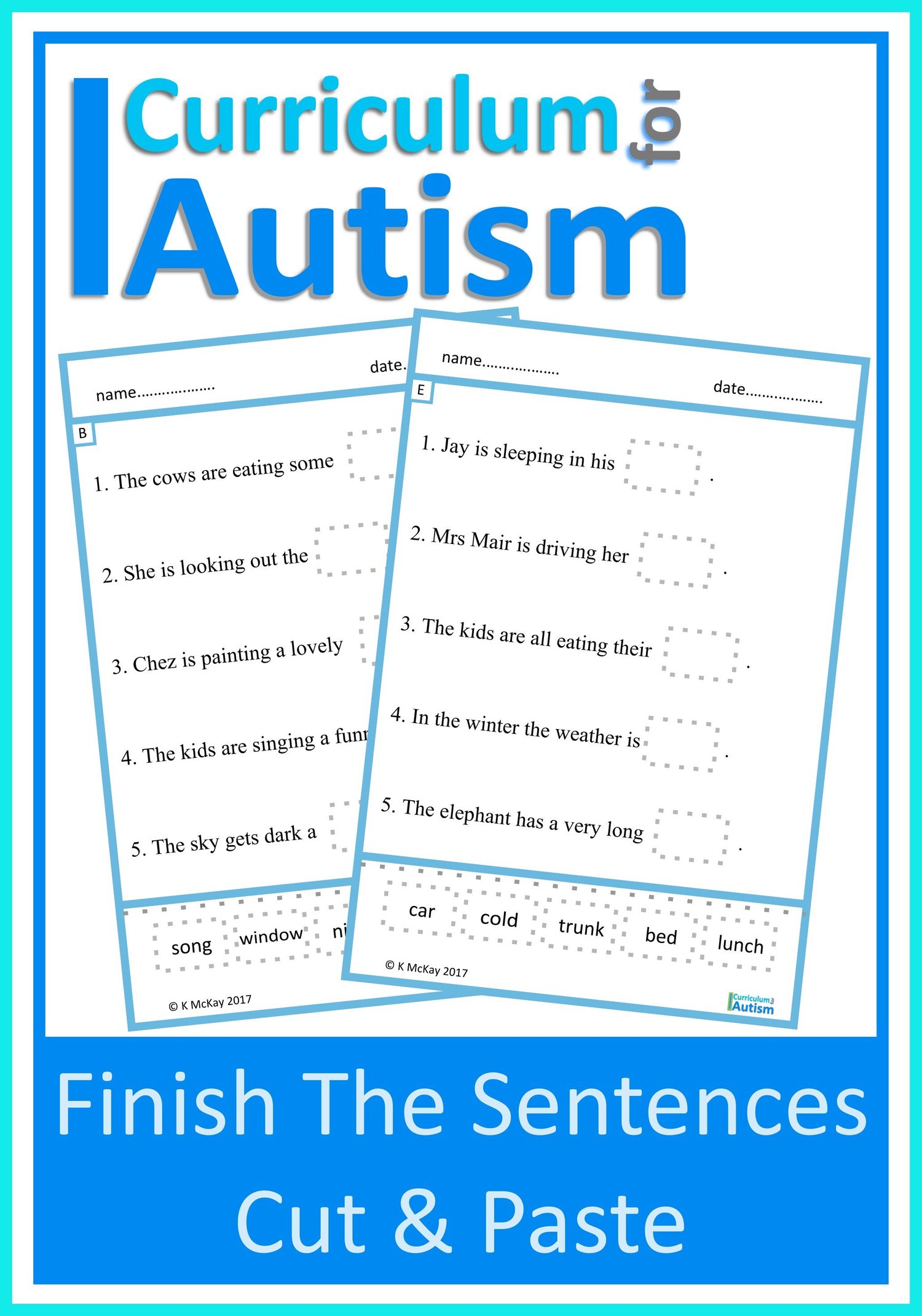 Reading & Following Directions Prepositions Mats Autism Special ...