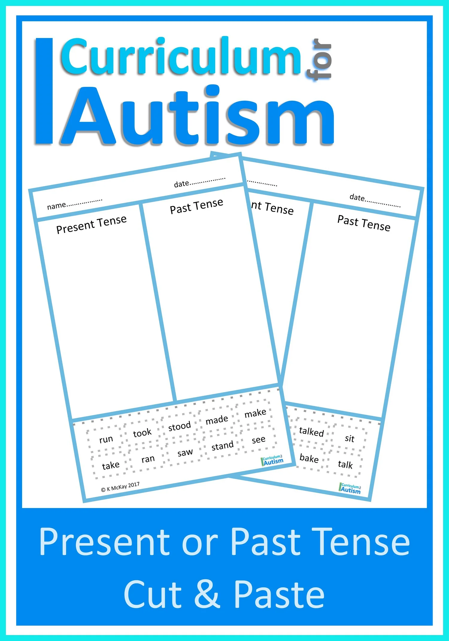Present Tense Verbs in Sentences Worksheets Autism Special Education ...
