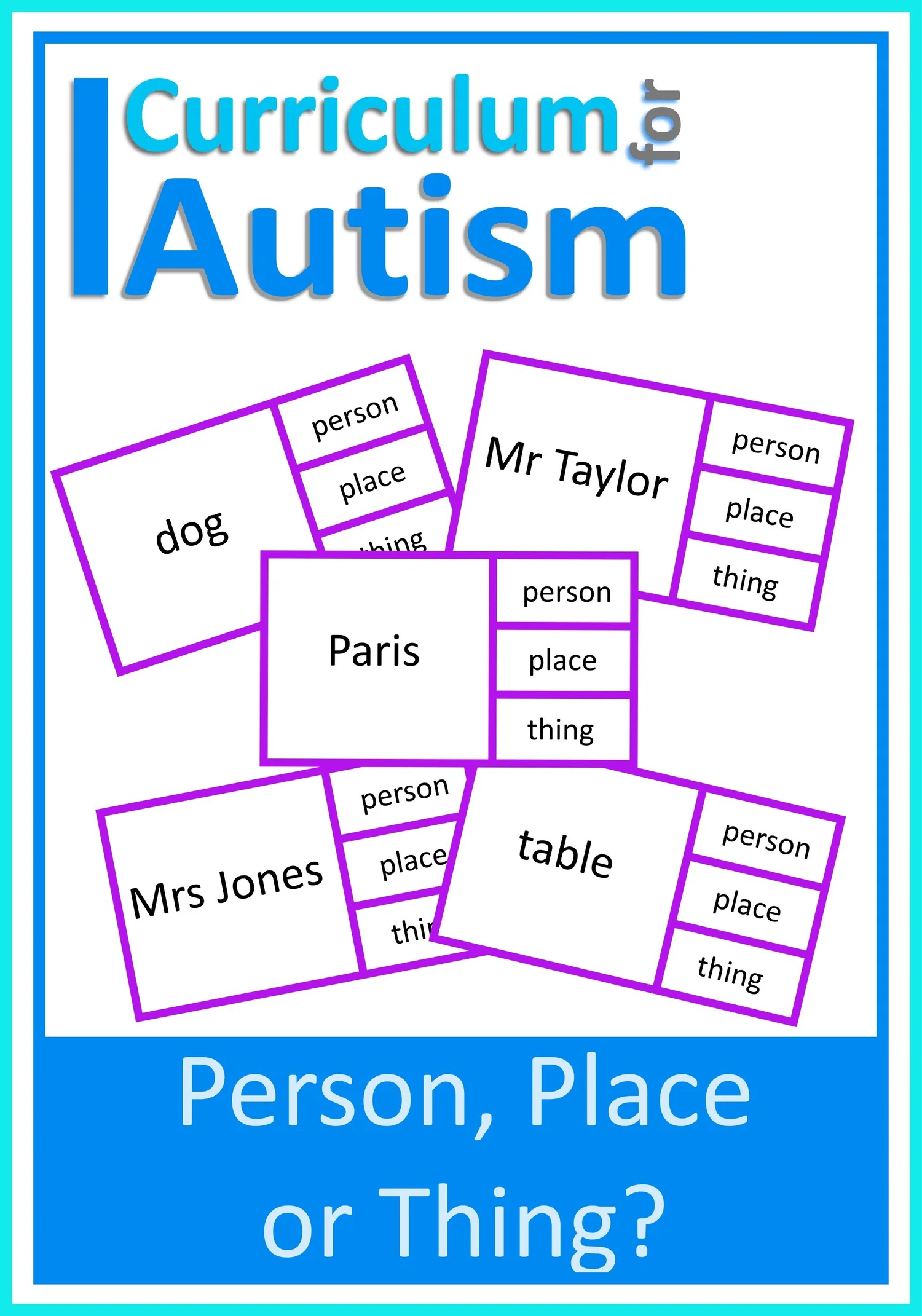 Noun or Verb Large Print Cards Autism Special Education Classroom ...