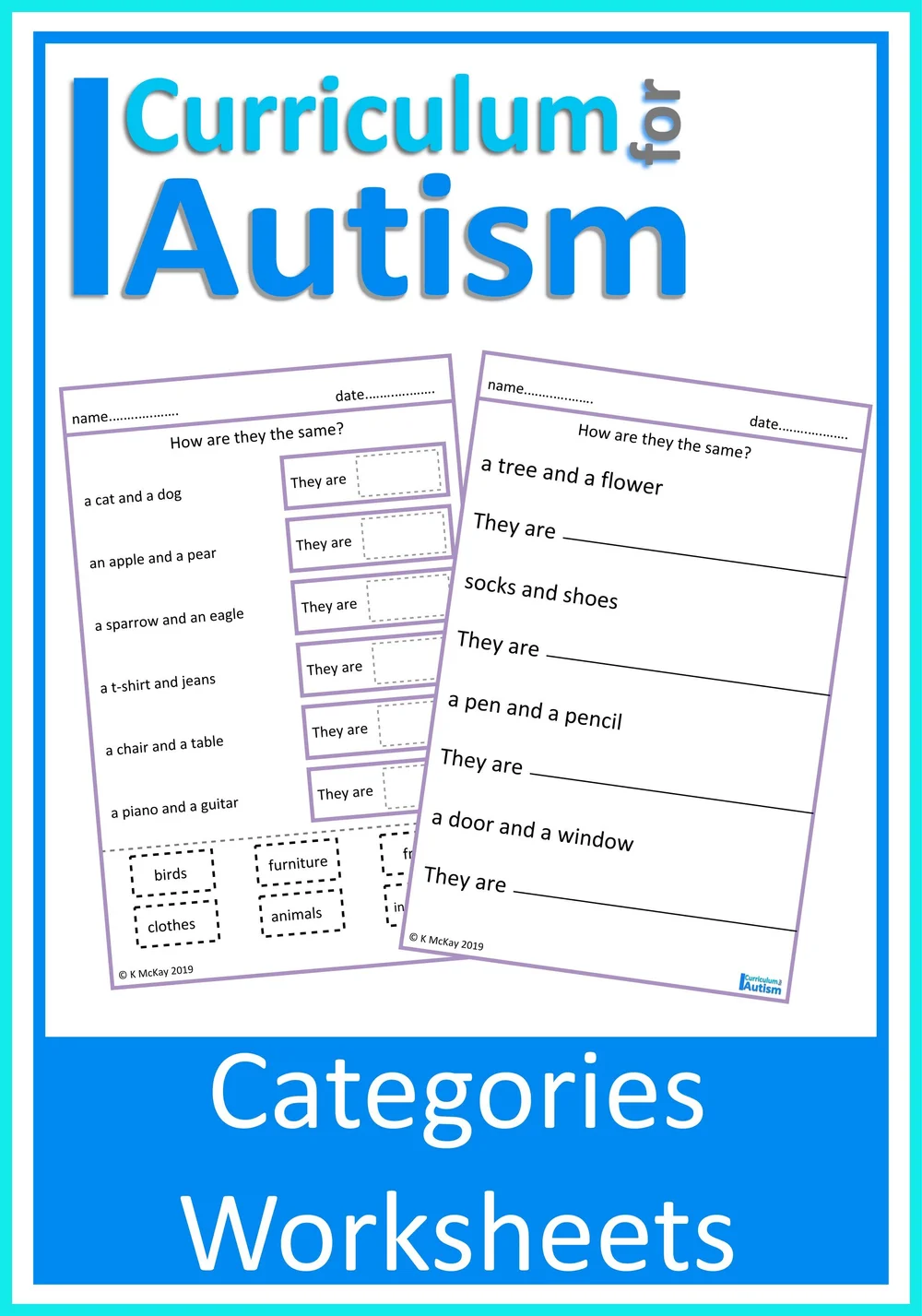 Parts of a Whole Vocabulary Sort Worksheets Autism Special Education ...