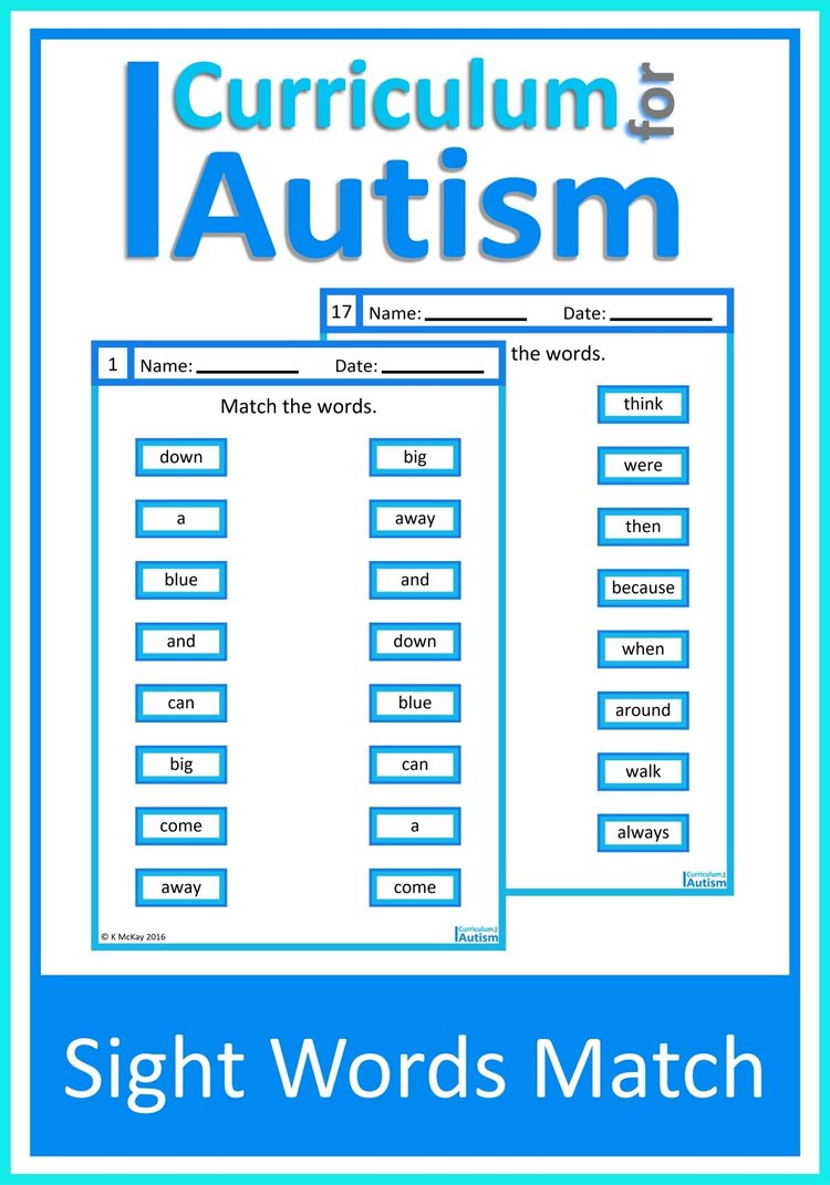 Colors Sight Words Match Clip Cards Autism Special Education ...