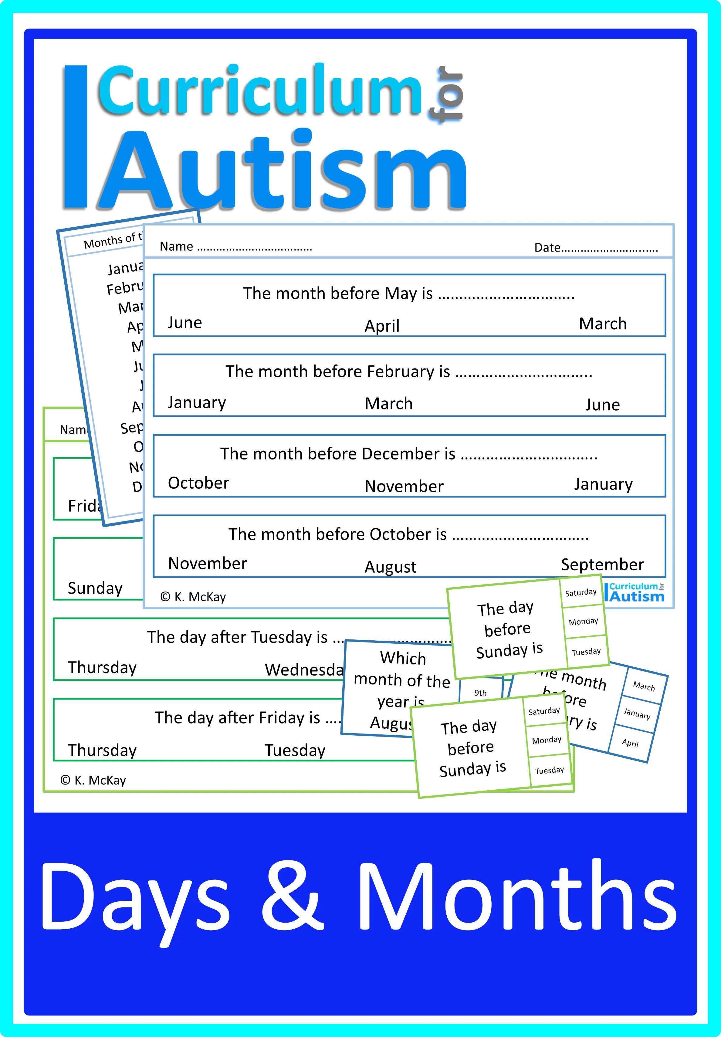 FREE Order of Days of The Week Mats Autism Special Ed Classroom ...