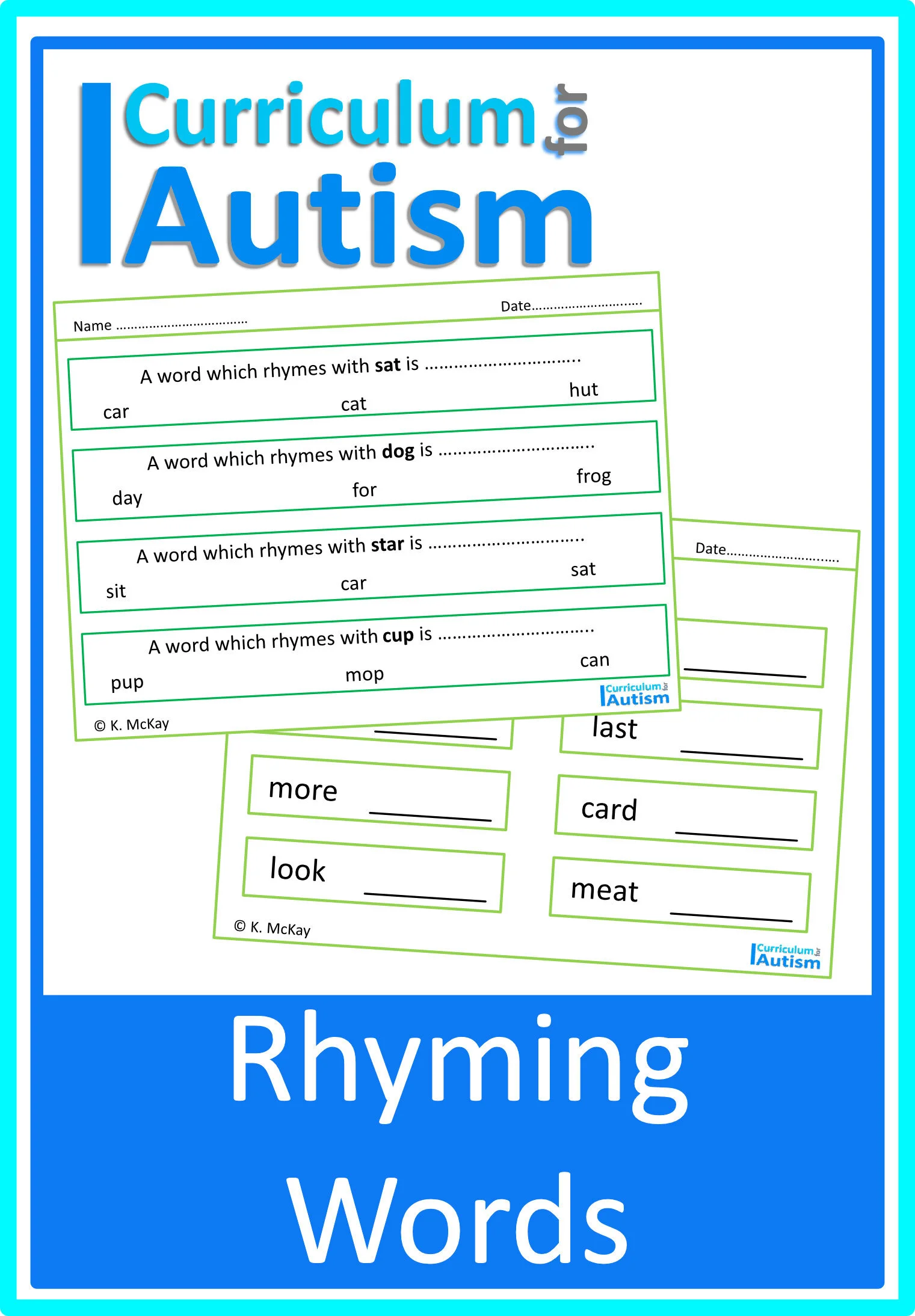 Dipthongs Phonics Words Cards Autism Special Education Resource ...