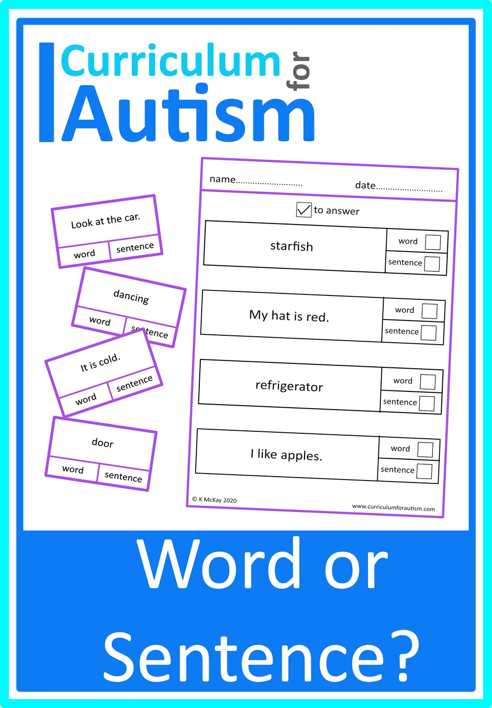 Sentence Building Mats Autism Special Education Resource Classroom ...