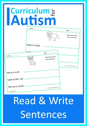 Functional Words Sentence Writing Worksheets Autism Special Education ...