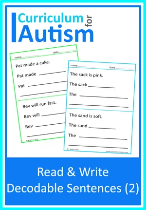 Writing Simple Sentences Ocean Worksheets Autism Special Education ...
