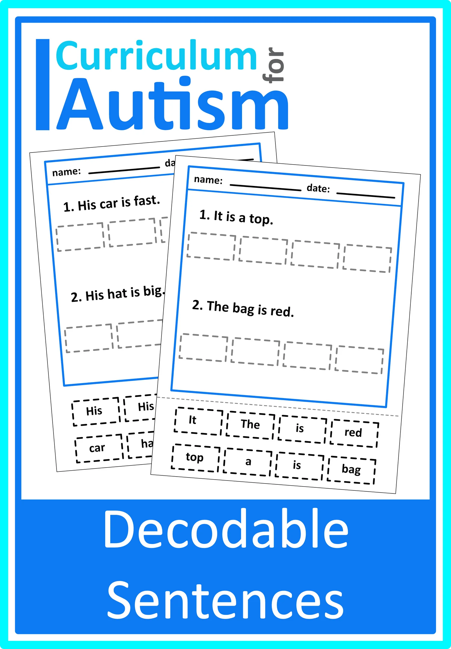Phonics Read & Write Decodable Sentences Autism Special Education ...