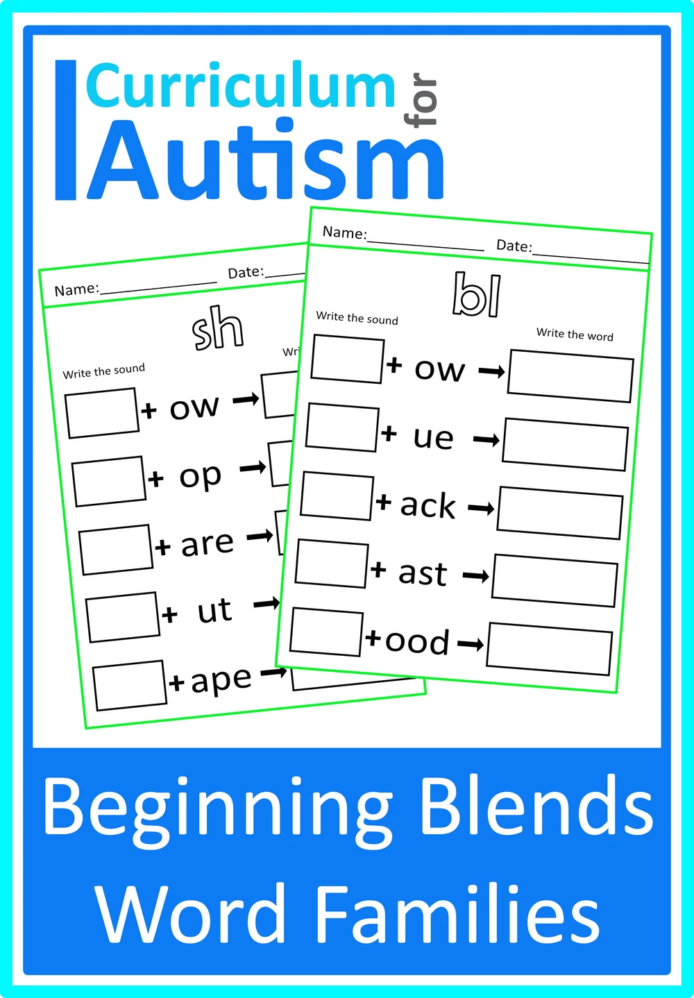 Vowel Teams Word Match Phonics Worksheets Autism Special Education ...