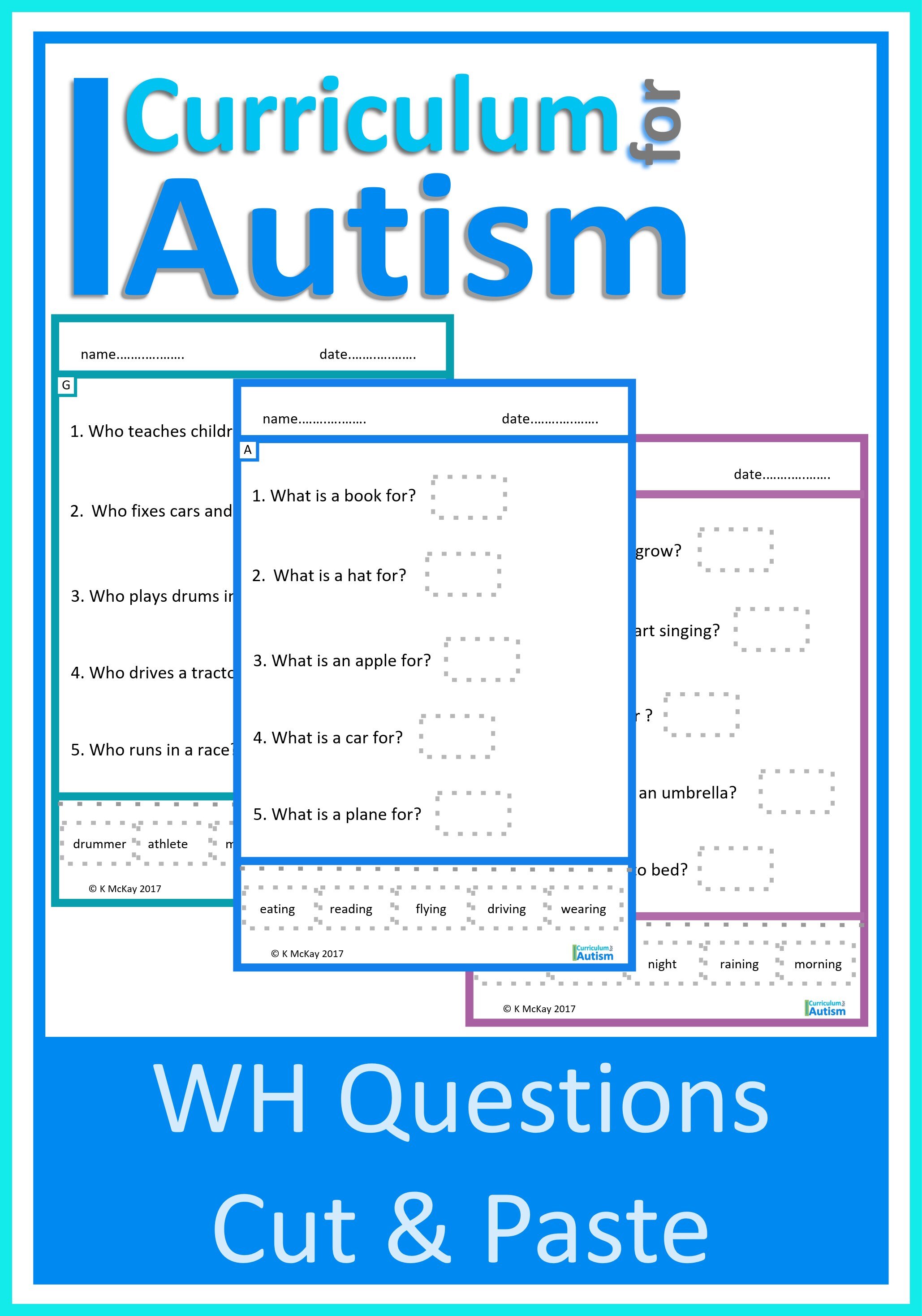 Who Questions Naming Occupations Cards Autism Special Education Speech ...