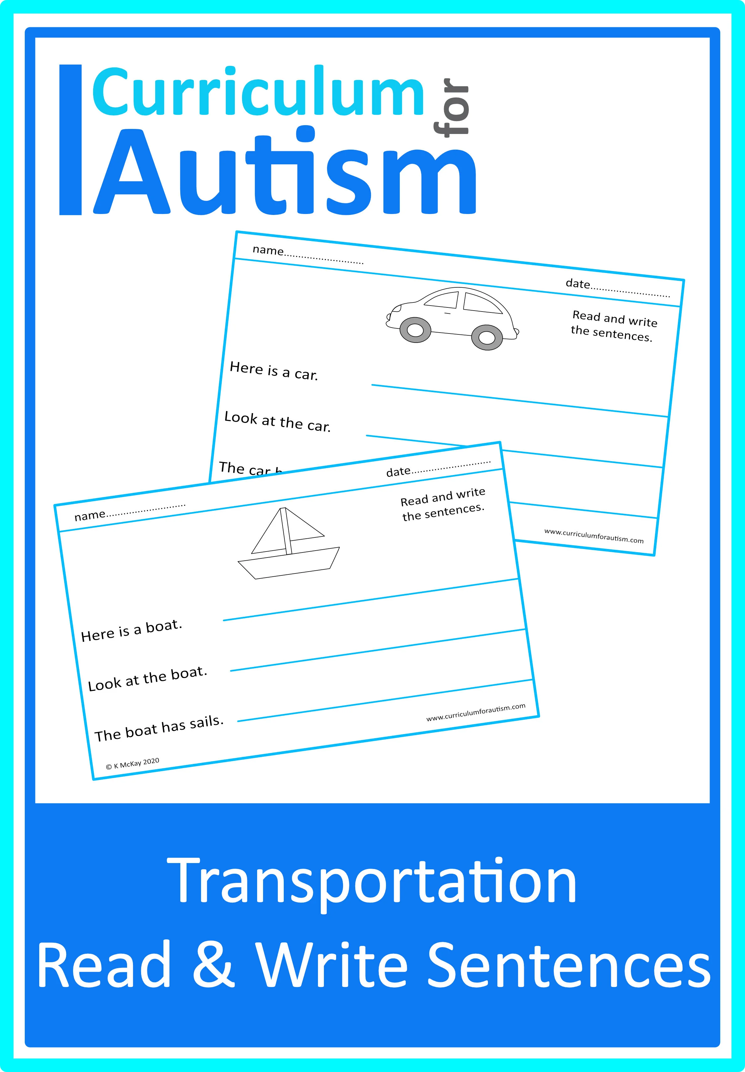 Functional Vocabulary Sentence Writing Worksheets Autism Special ...