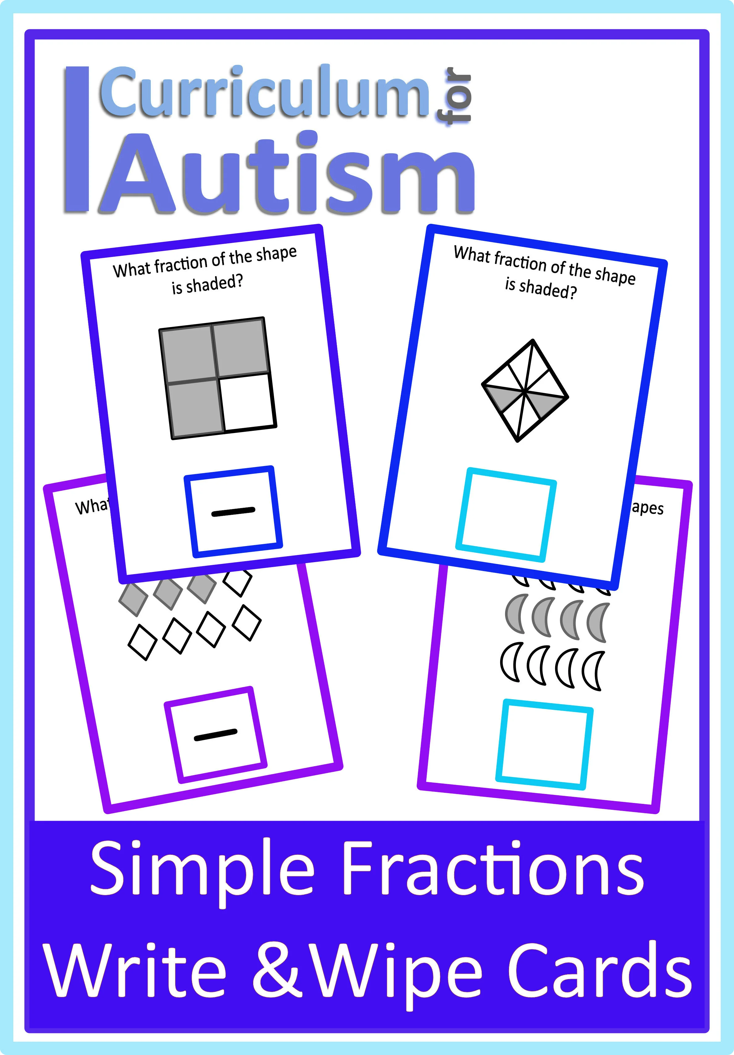 Fractions of Shapes Cut Paste Worksheets Autism Special Education ...