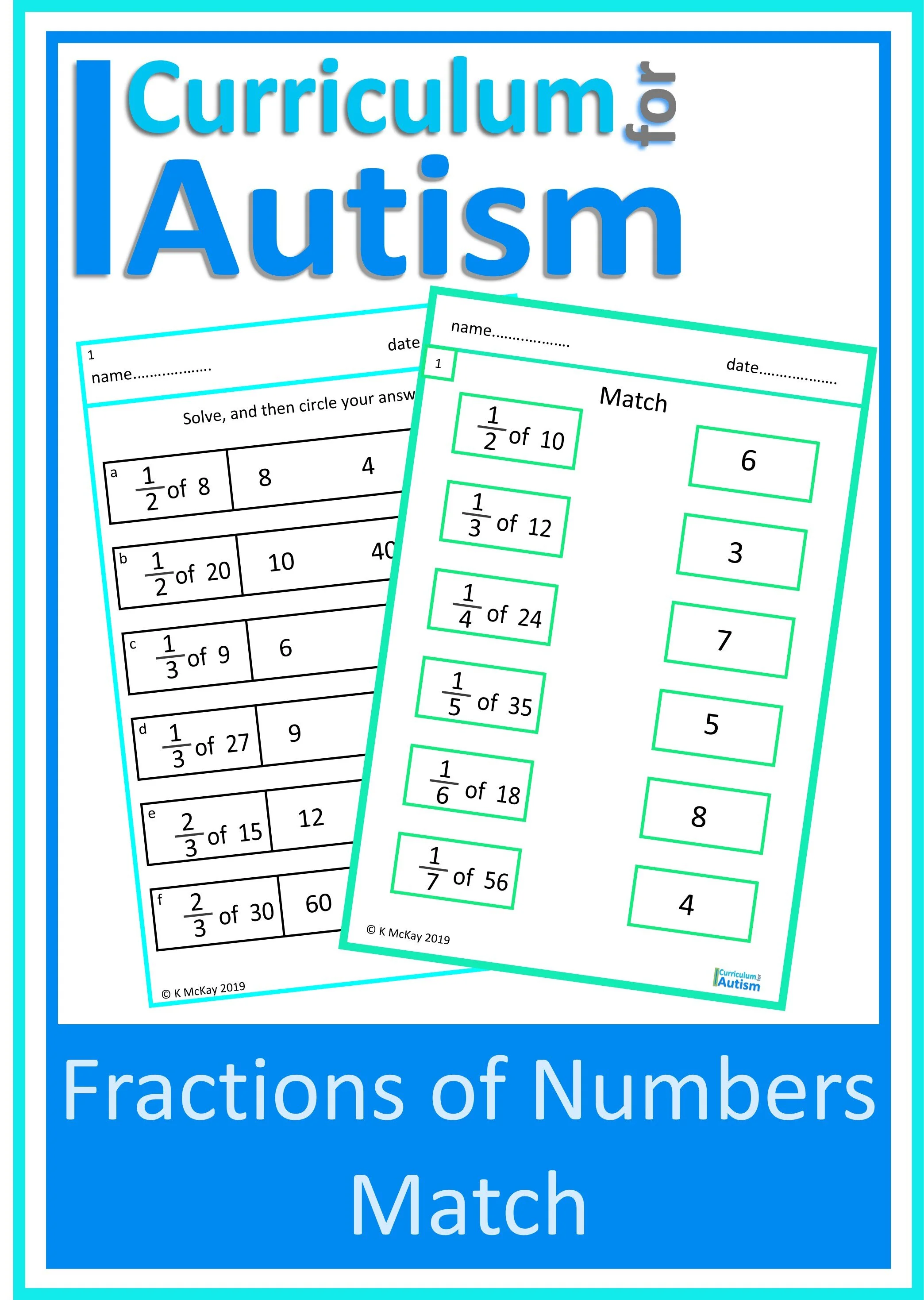 Identifying Fractions & Decimals Worksheets Autism Special Education ...