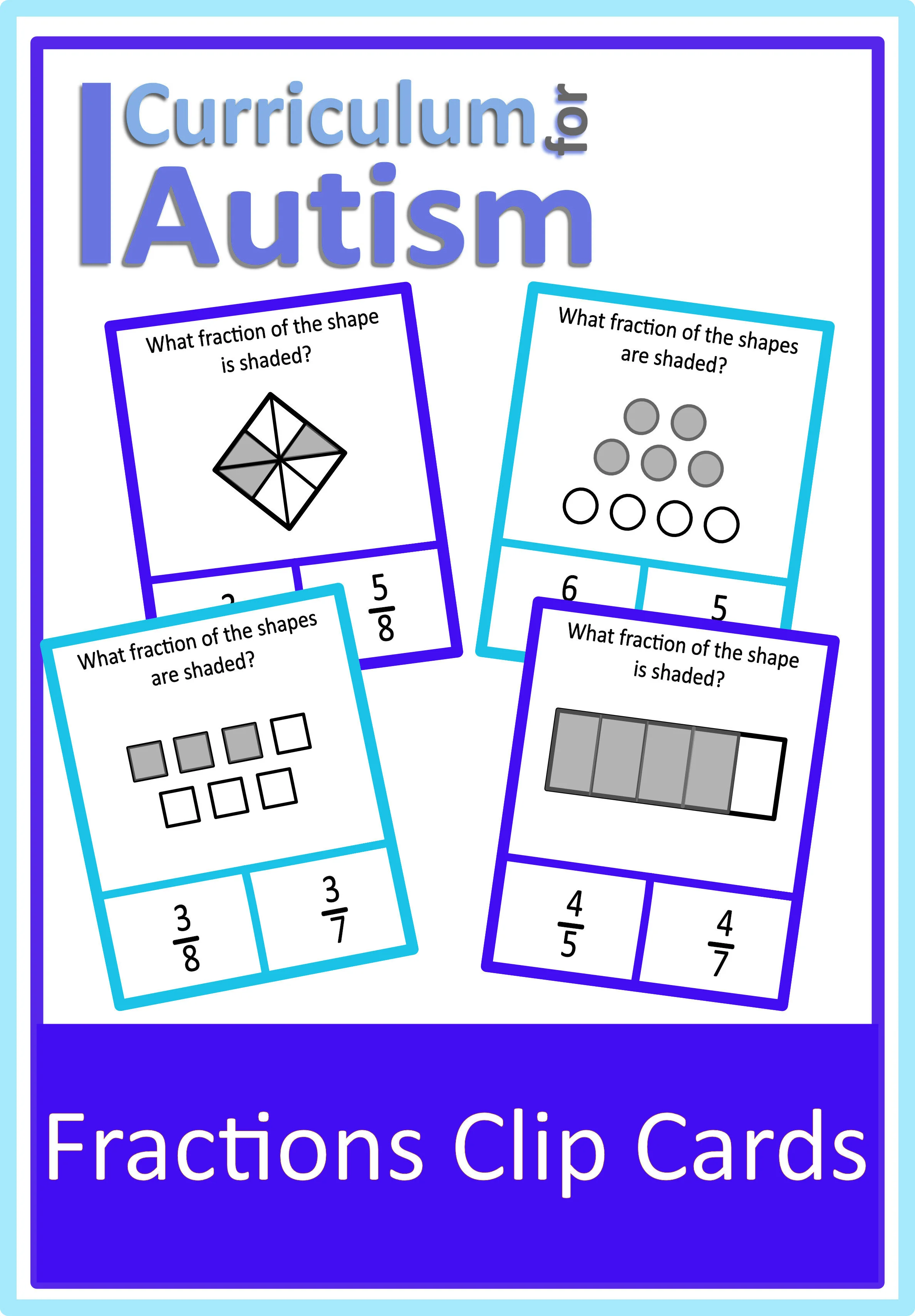 Fractions of Shapes Match Worksheets Autism Special Education Resource ...