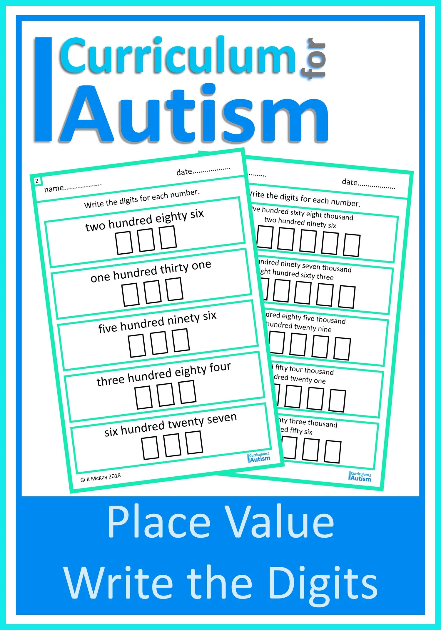 Place Value Identifying Hundreds Cut & Paste Sort Worksheets Autism ...