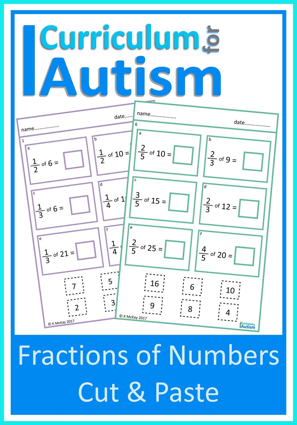 Large Print Fractions of Whole Numbers Worksheets Autism Special ...
