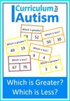 More or Less Comparing Groups of Numbers Clip Cards Autism Special ...