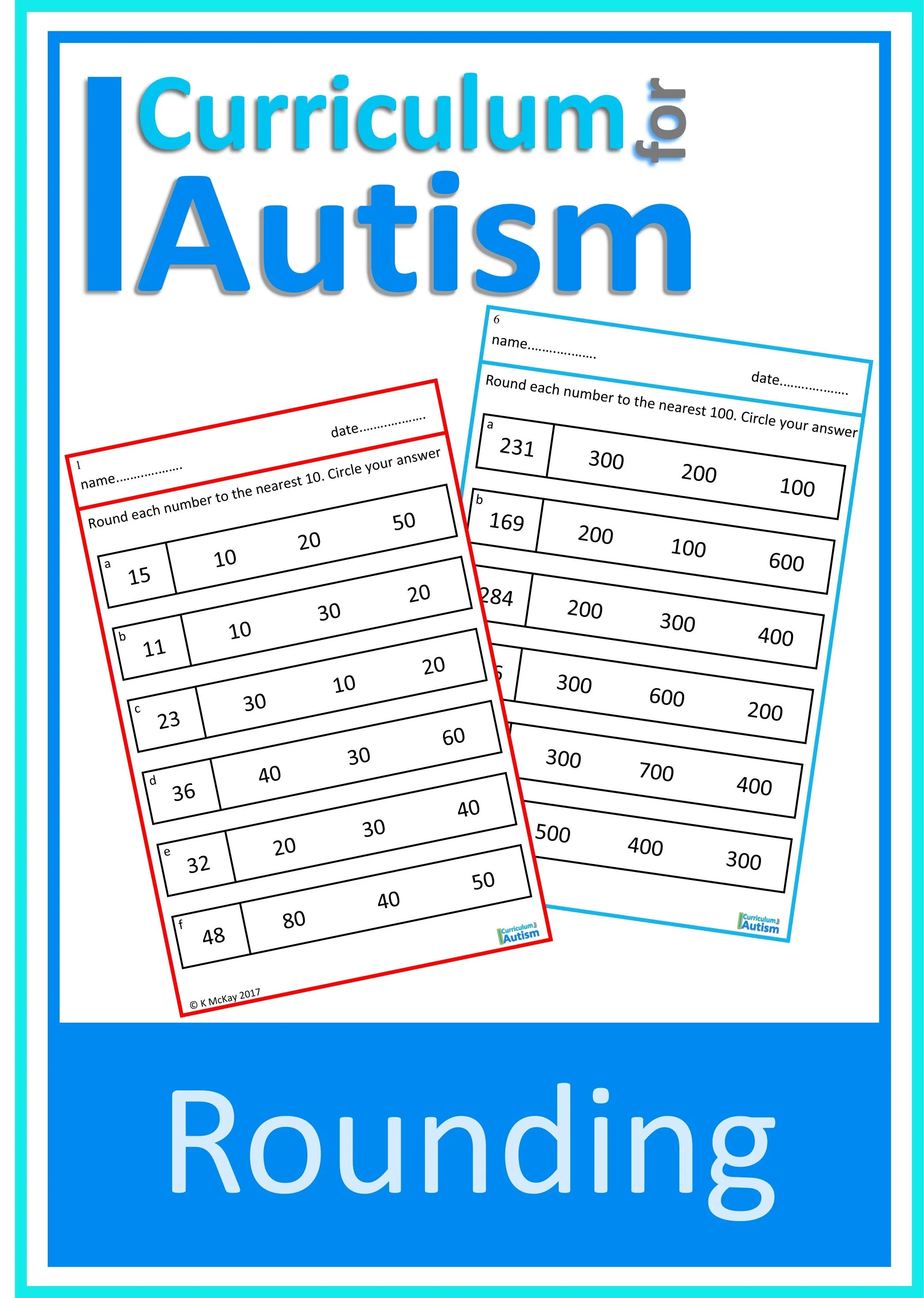 Rounding Numbers to Nearest 10 Worksheets Autism Special Education ...