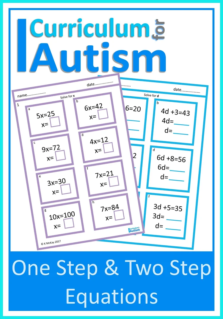 1 Step & 2 Step Equations Task Cards Autism Special Ed Resource ...