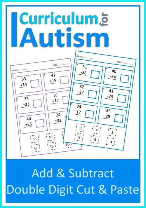 Addition to 20 Buttons Large Print Cards Autism Special Education Class ...