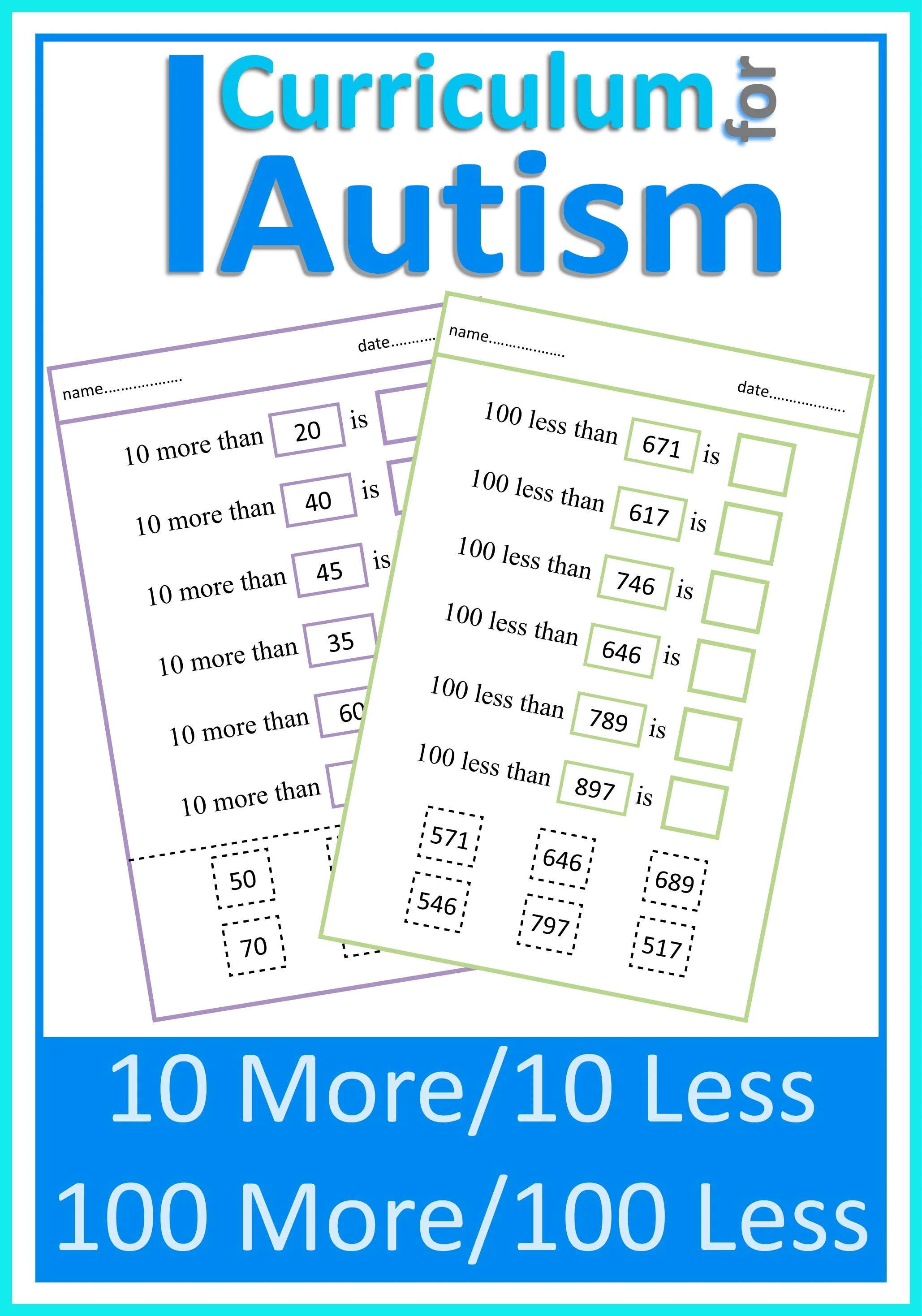 Number Order to 100 Sequence Strips Autism Special Education Math ...