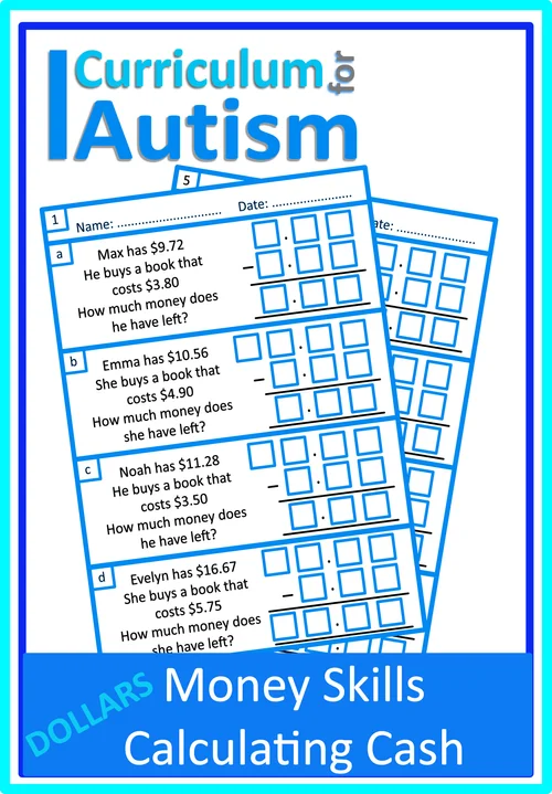 Estimating the Price of Items Money Skills Cards Autism Special ...