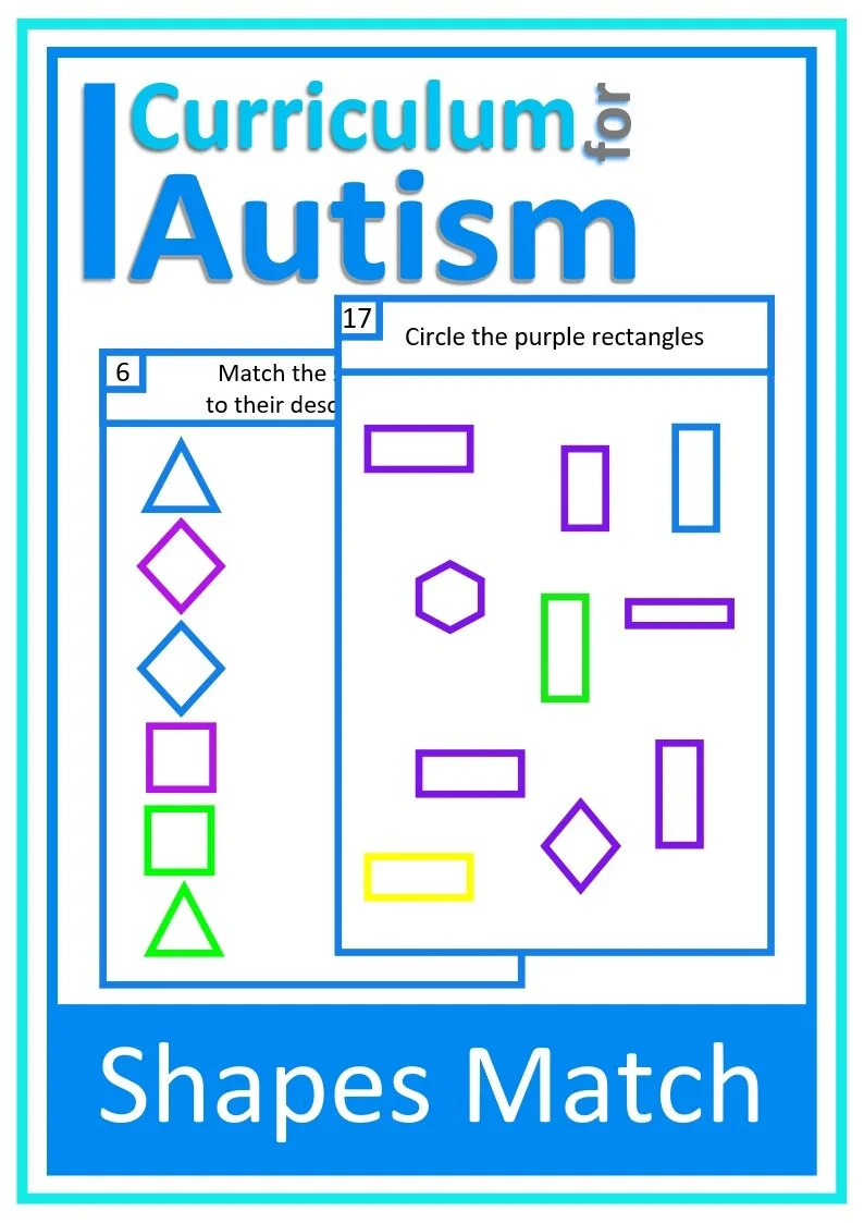 2D Shapes Simple Matching Cut & Paste Worksheets Autism Special ...