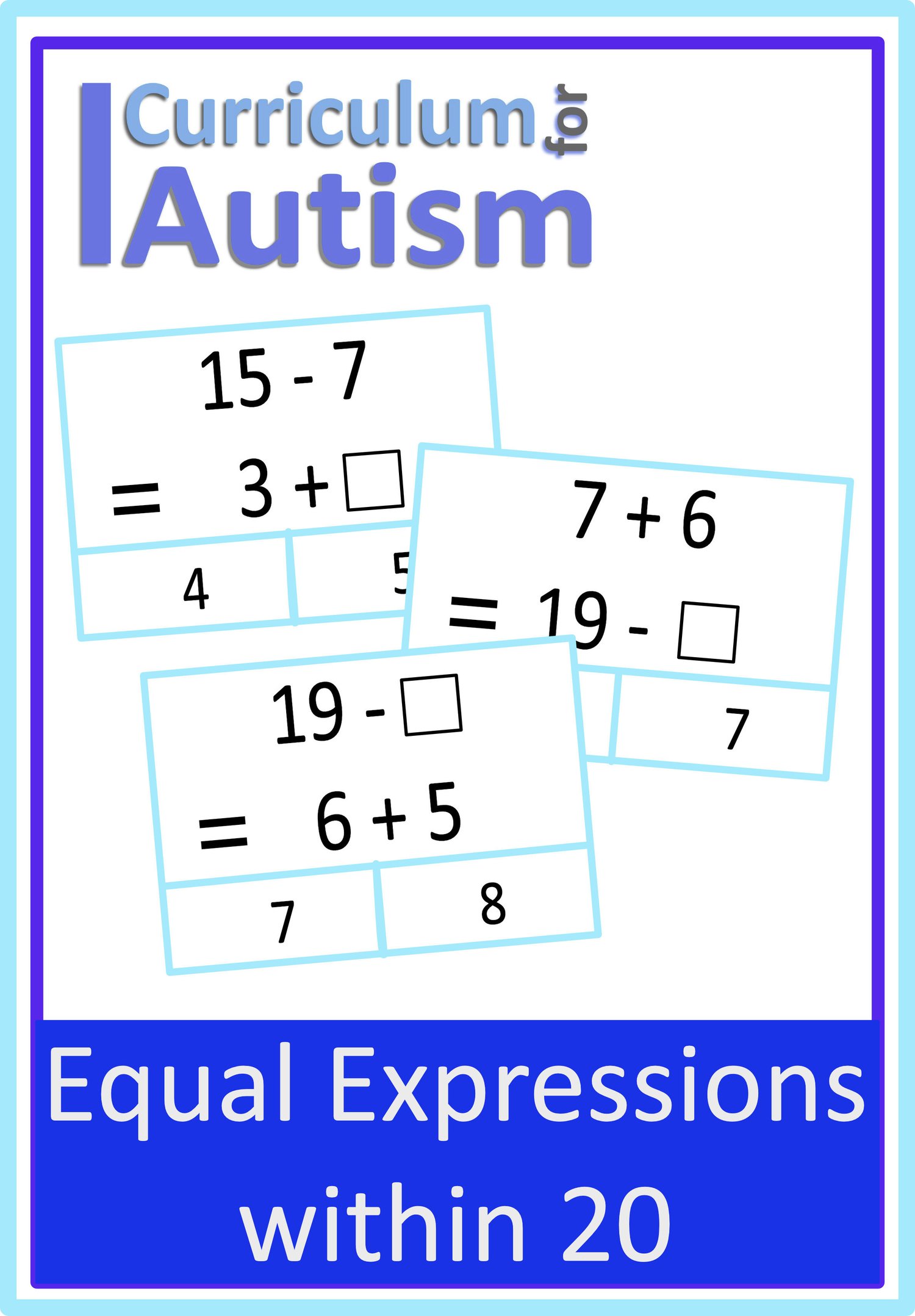 Subtracting 1 Cards & Worksheets Autism Special Education Self ...